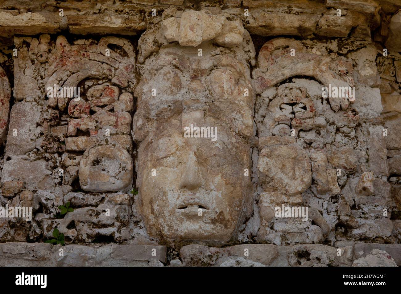 ancient mayan bas relief carvings and sculpture located on The palace ...