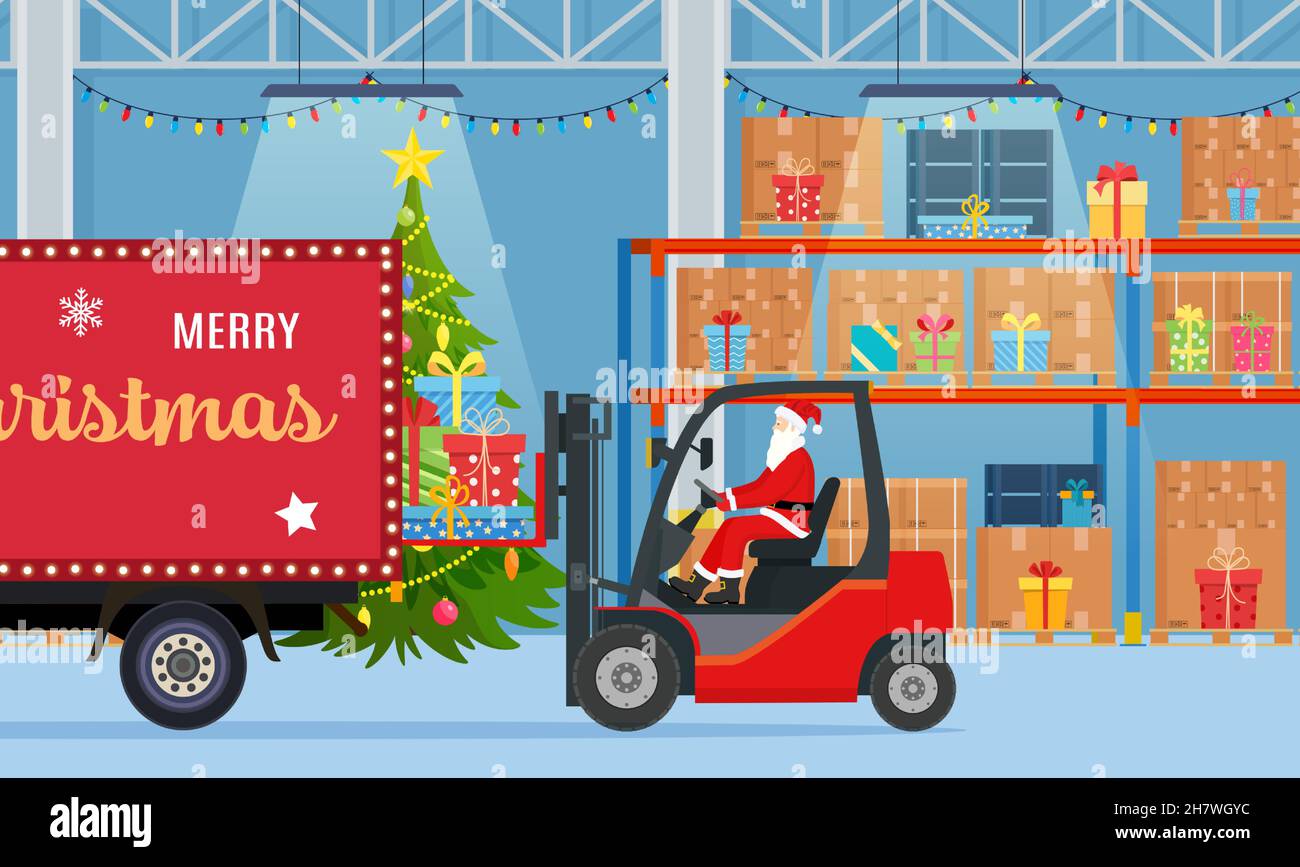 Santa claus in warehouse Stock Vector Images - Alamy