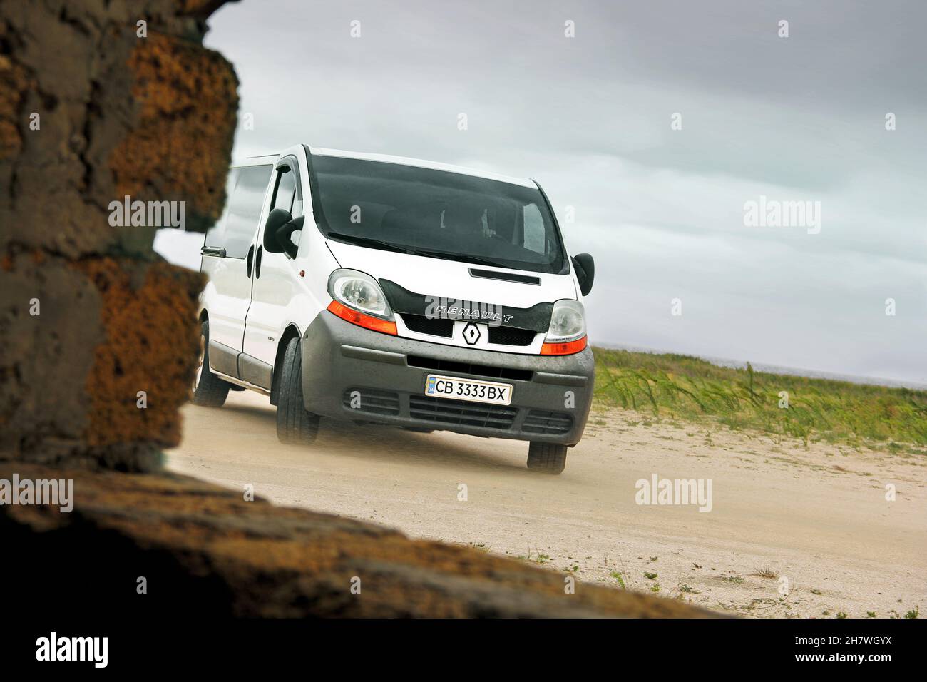 Kherson, Ukraine - August 6, 2019: White Renault Trafic on a field ...
