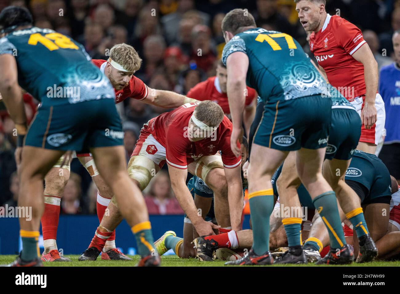 Ben Carter prepares to run the ball at the Australian line with the ...