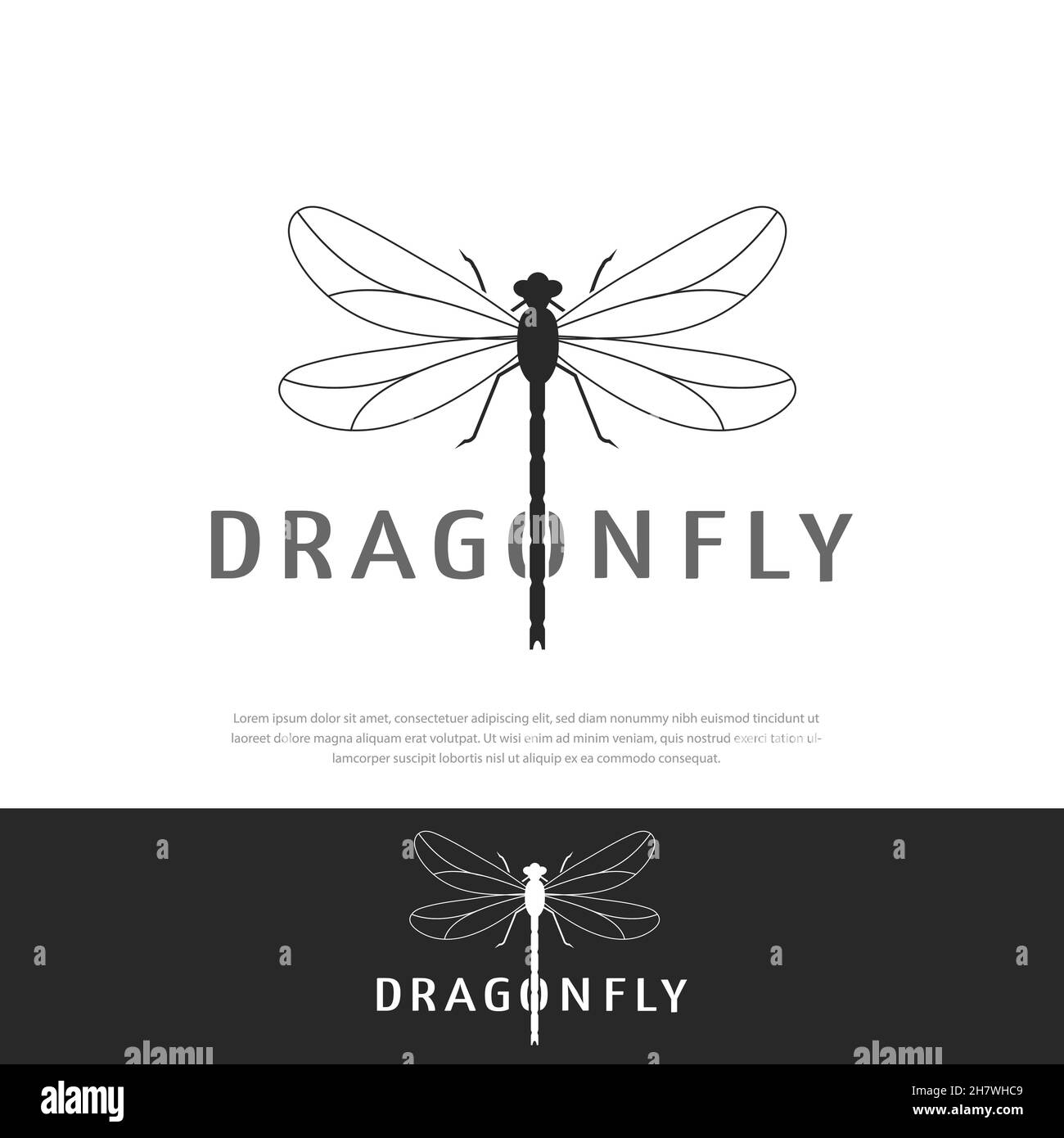 Dragonfly Logo Line Art Dragonfly Logo Vector Illustration Design