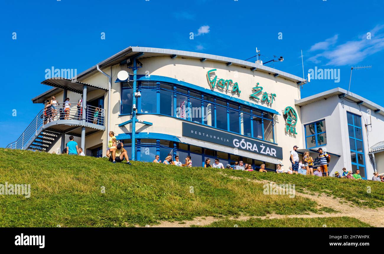 Zywiec, Poland - August 30, 2020: Top station of cable train funicular ...