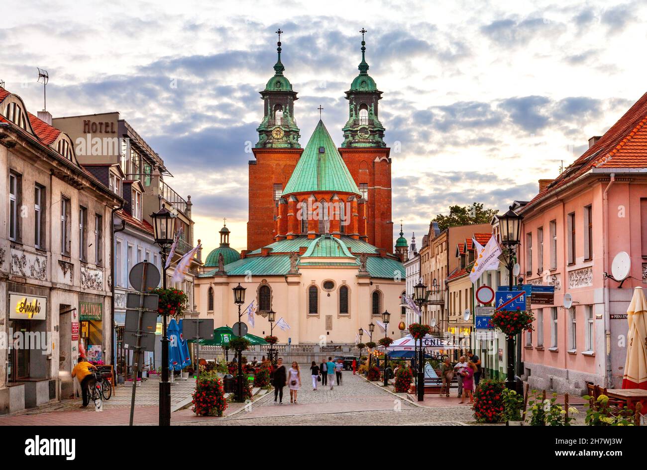 Gniezno, Poland - July 1, 2015: Old town historic city center with ...