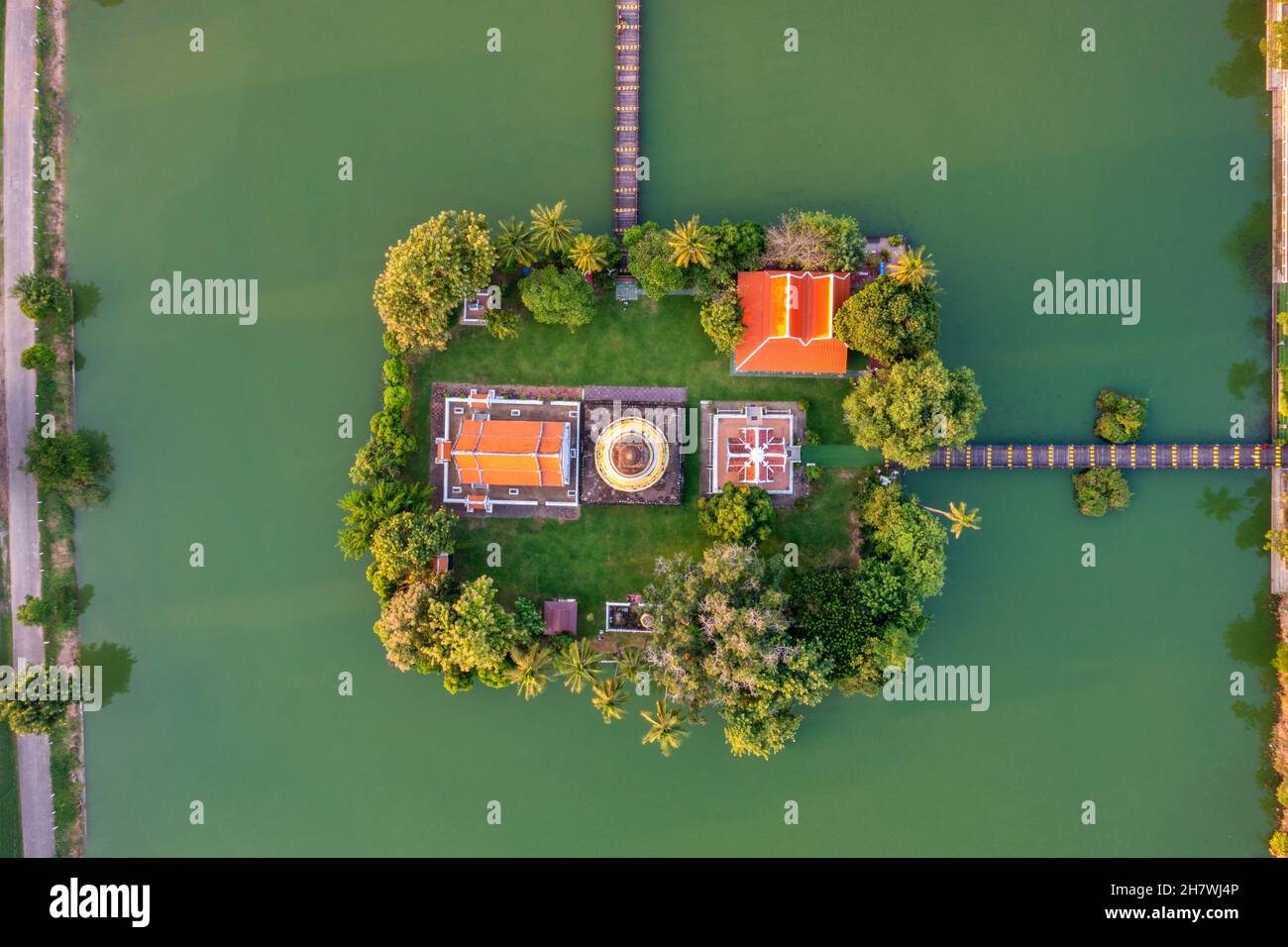 Aerial view of Ancient Buddha statue at temple in Sukhothai Historical Park, Thailand Stock ...