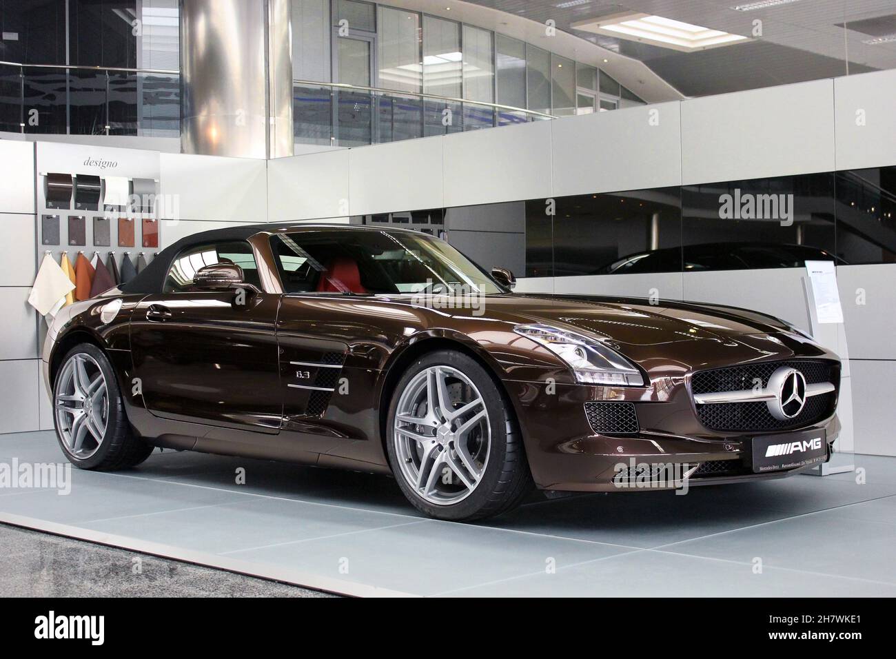 Kiev, Ukraine - June 2, 2012: Brown supercar Mercedes-Benz SLS 6.3 AMG ...