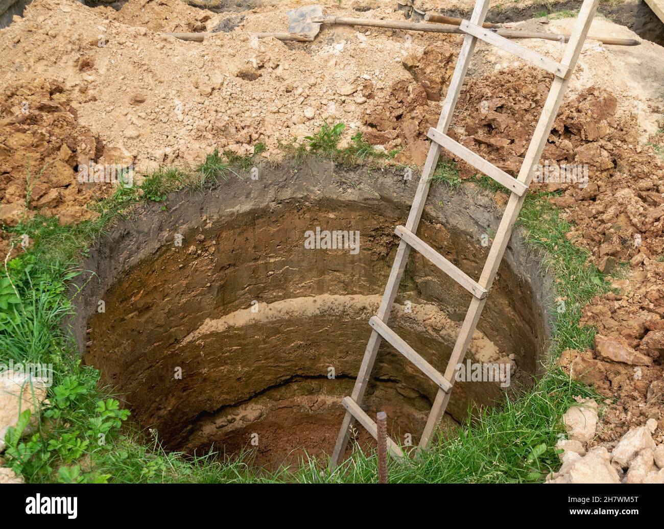 Plumbing, communications to private households. Deep well for sewerage ...