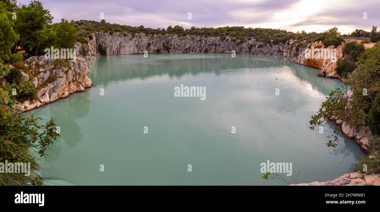 Zmajevo Oko or Dragon eye lake and blue lagoon near Rogoznica, Croatia ...