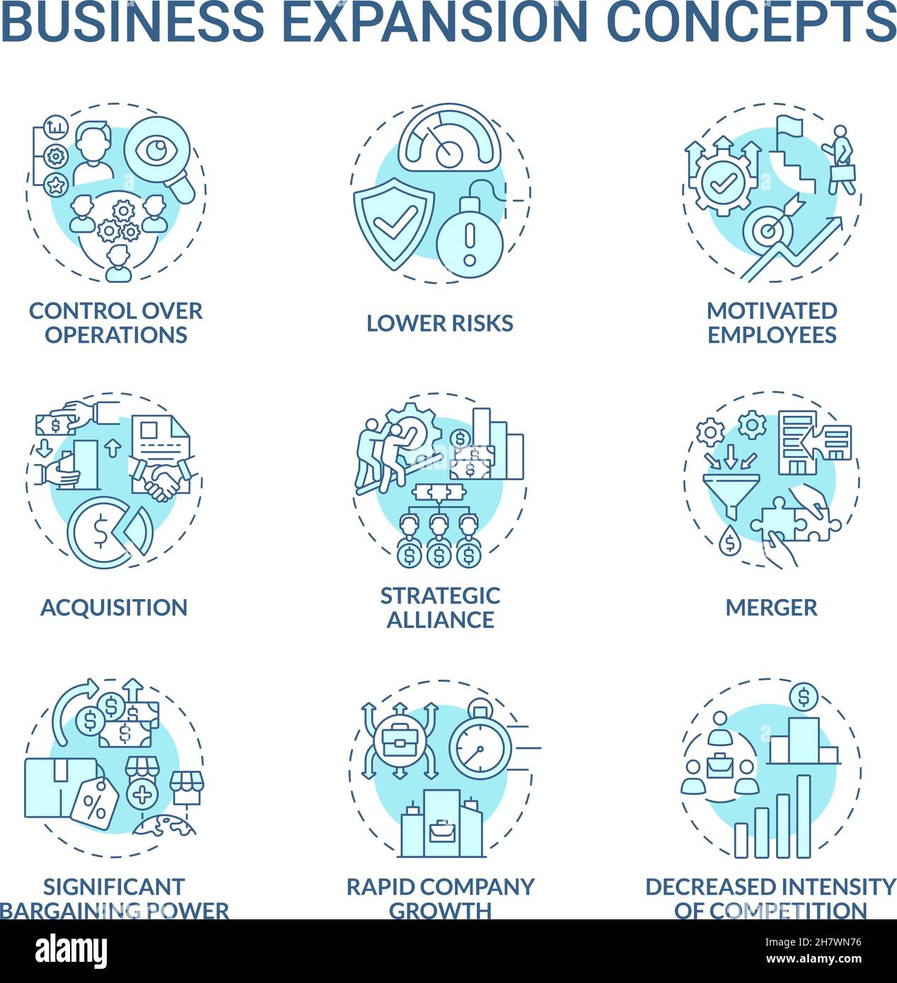 Business expansion blue concept icons set Stock Vector Image & Art - Alamy