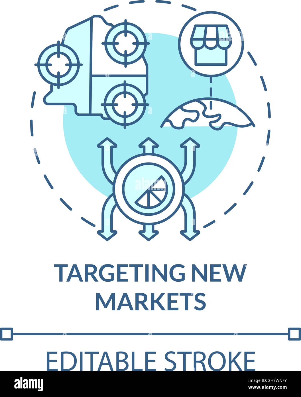 Targeting new markets blue concept icon Stock Vector Image & Art - Alamy