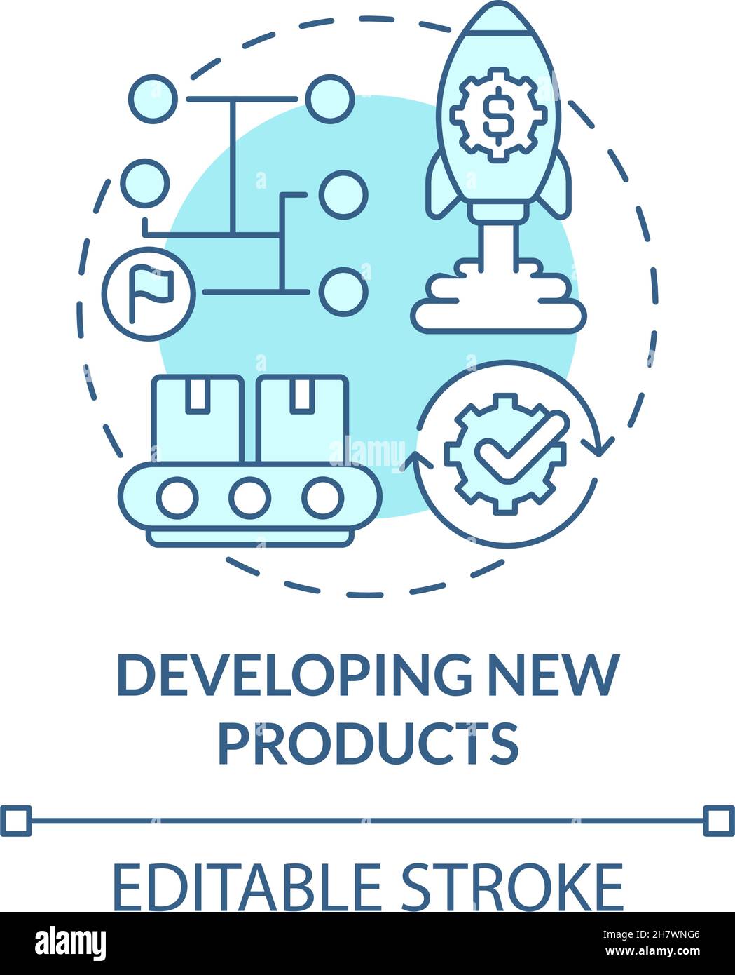Developing new products blue concept icon Stock Vector Image & Art - Alamy