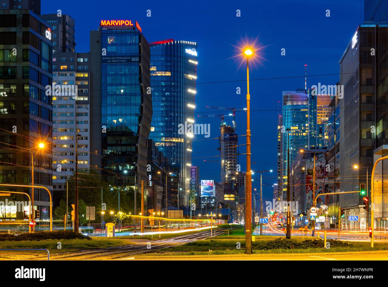 Warsaw, Poland - May 10, 2021: New business and financial district Wola ...