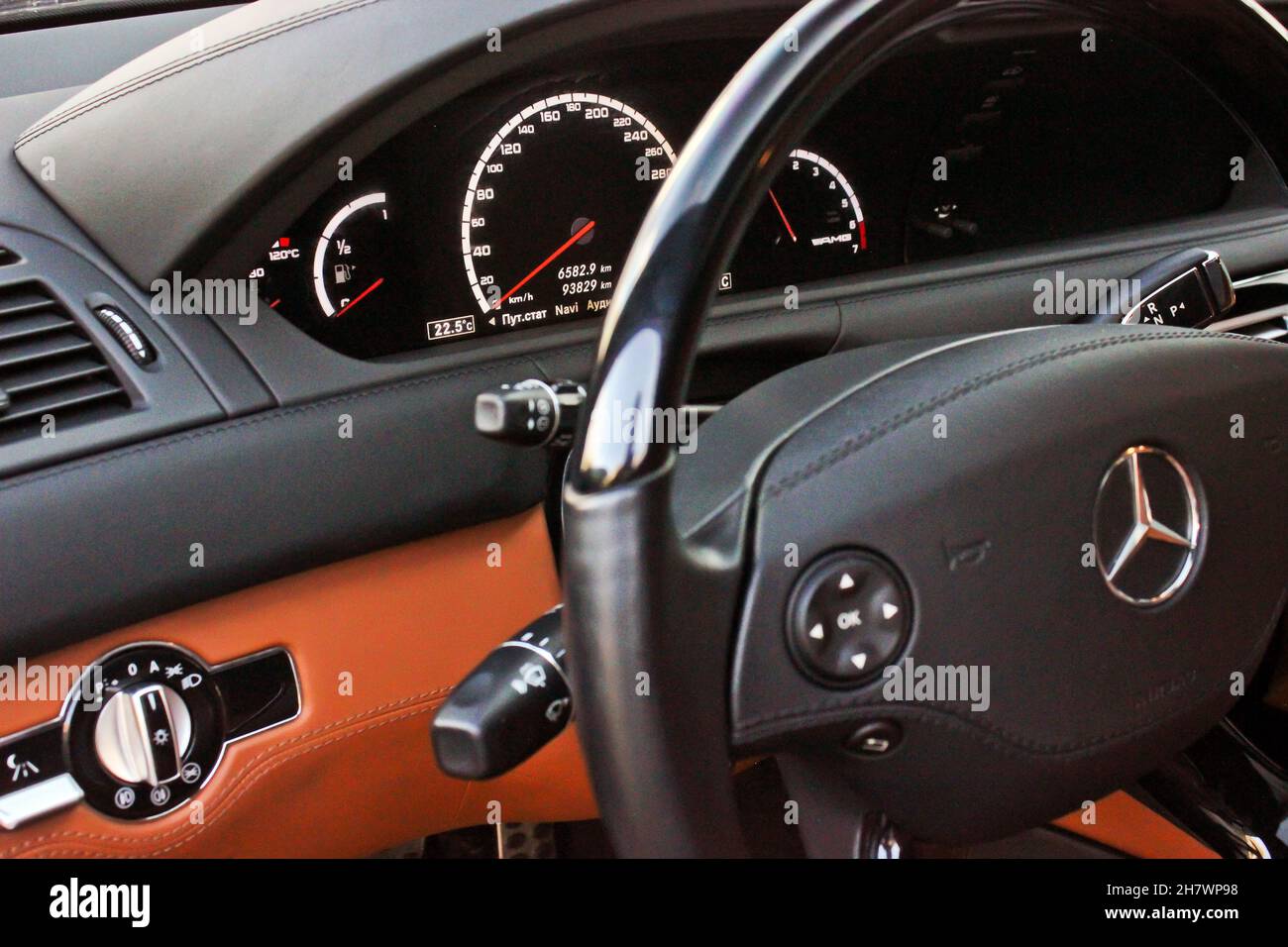 Kiev, Ukraine - October 15, 2014: Mercedes-Benz CL65 AMG. Car interior ...
