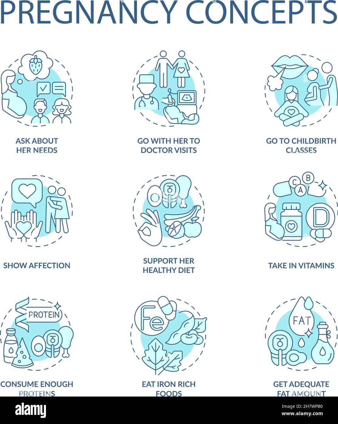 Pregnancy blue concept icons set Stock Vector Image & Art - Alamy