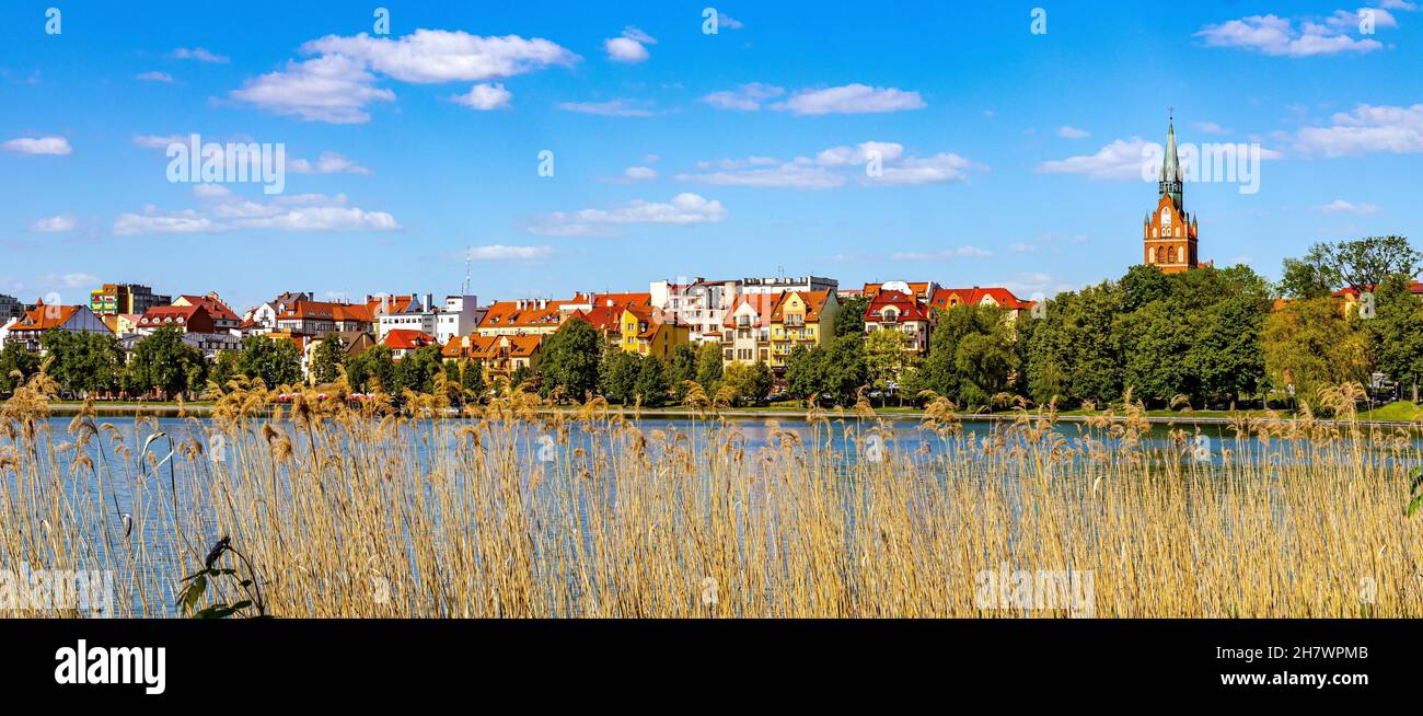 Elk, Poland - June 2, 2021: Panorama of Elk historic city center with ...