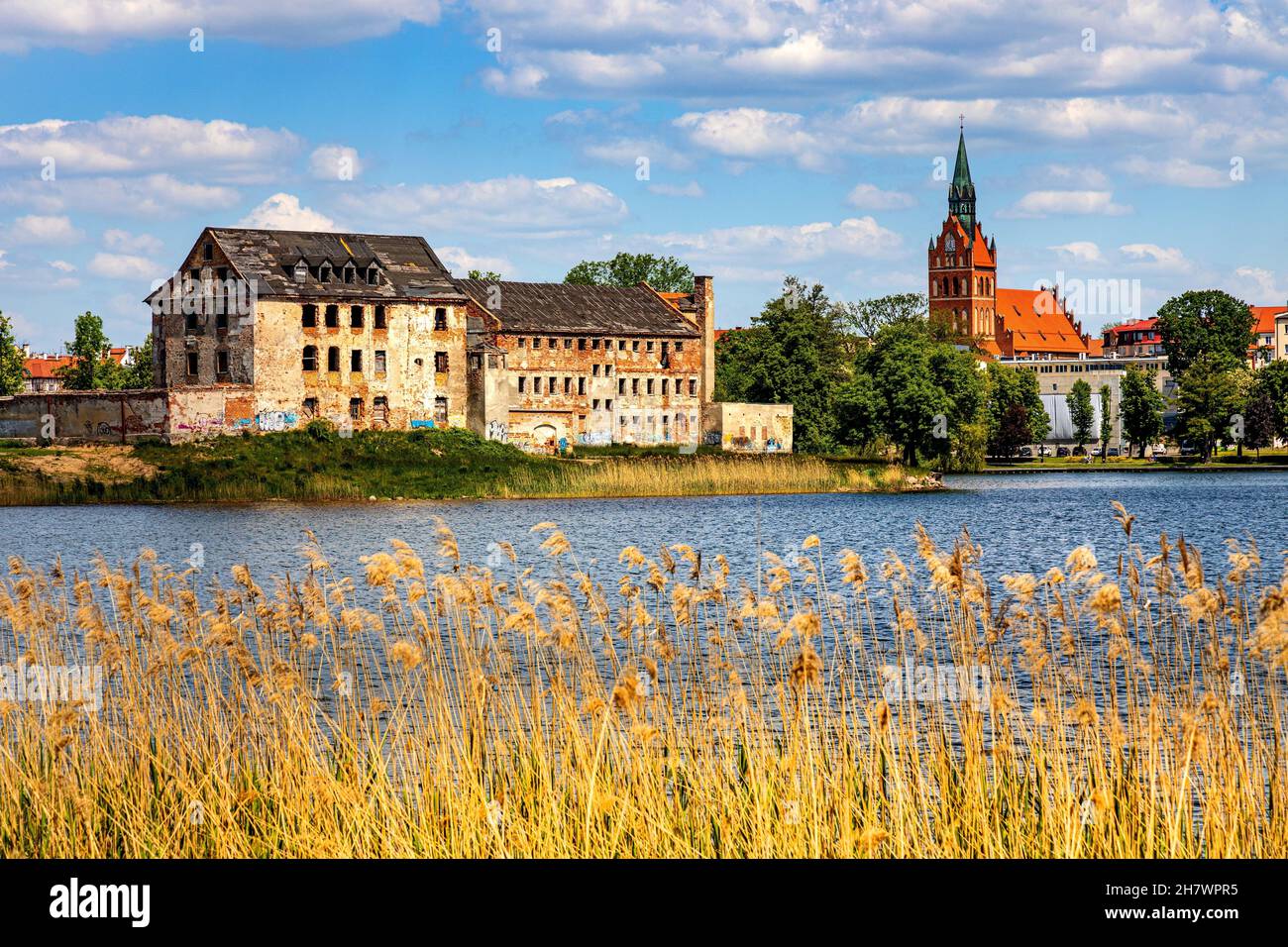 Elk, Poland - June 2, 2021: Panorama of Elk historic city center with ...