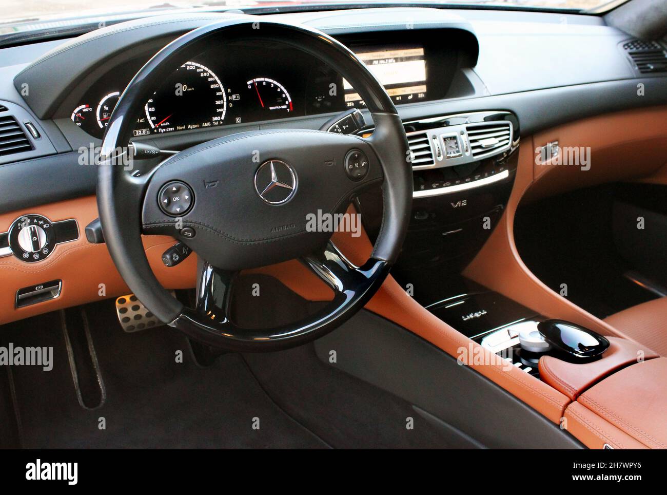 Kiev, Ukraine - October 15, 2014: Mercedes-Benz CL65 AMG. Car interior ...