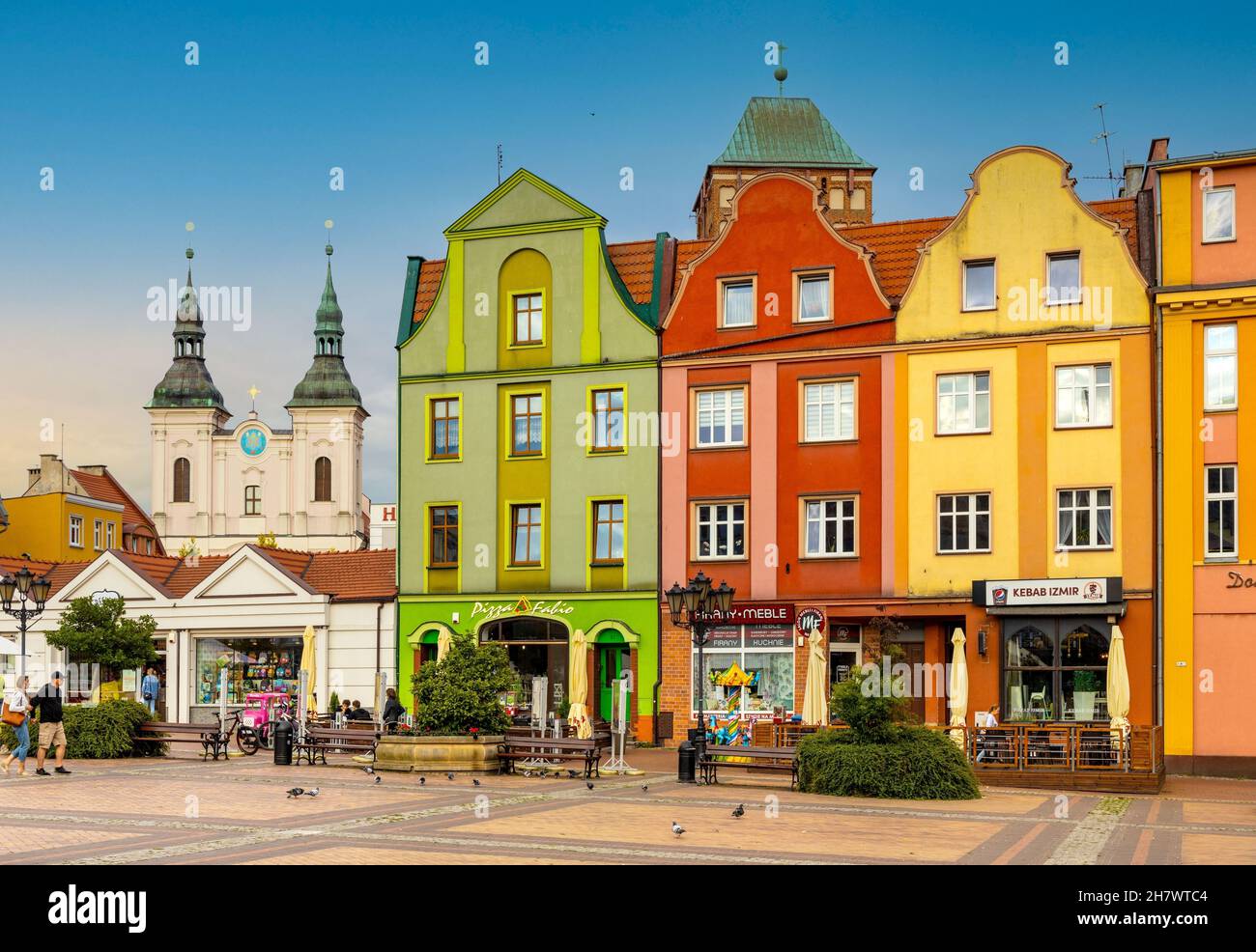 Chojnice, Poland - August 2, 2021: Panoramic view of old town quarter ...