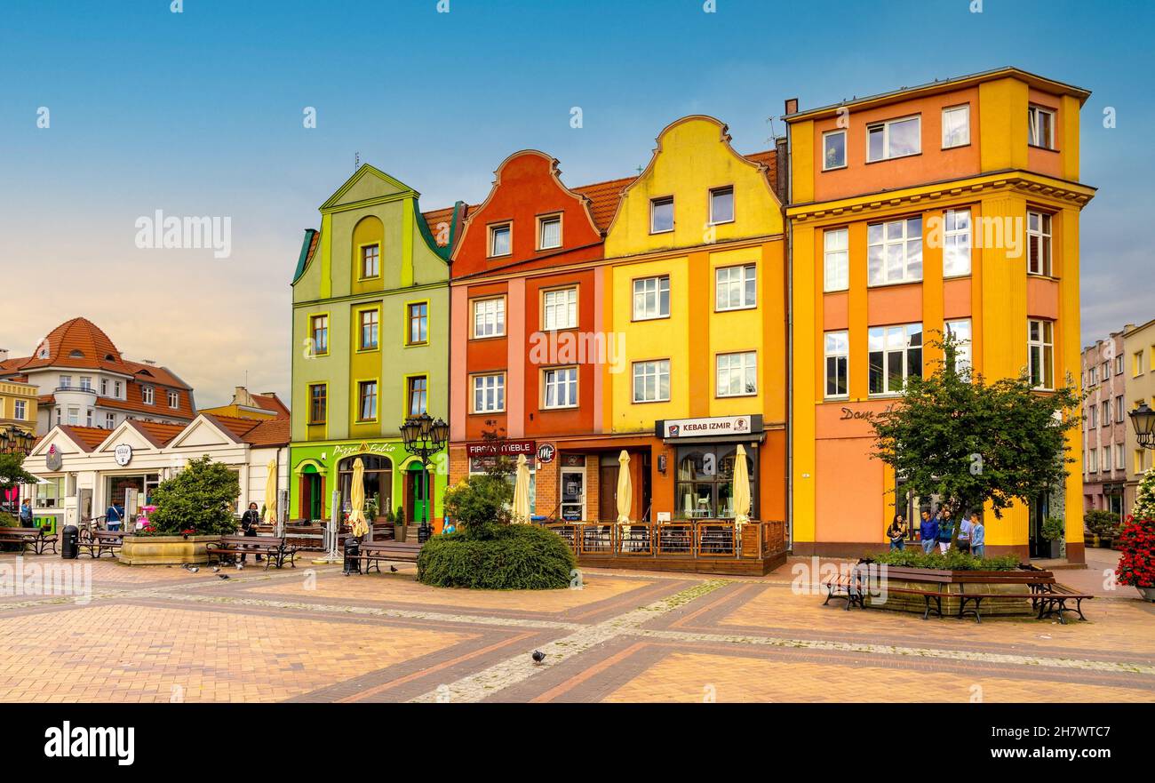 Chojnice, Poland - August 2, 2021: Panoramic view of old town quarter ...
