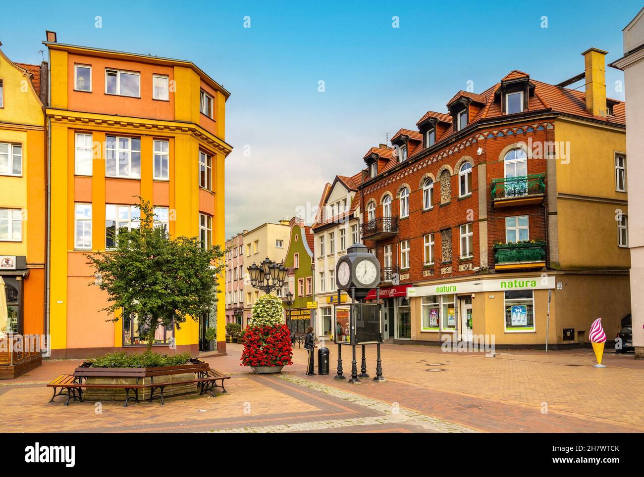 Chojnice, Poland - August 2, 2021: Panoramic view of old town quarter ...