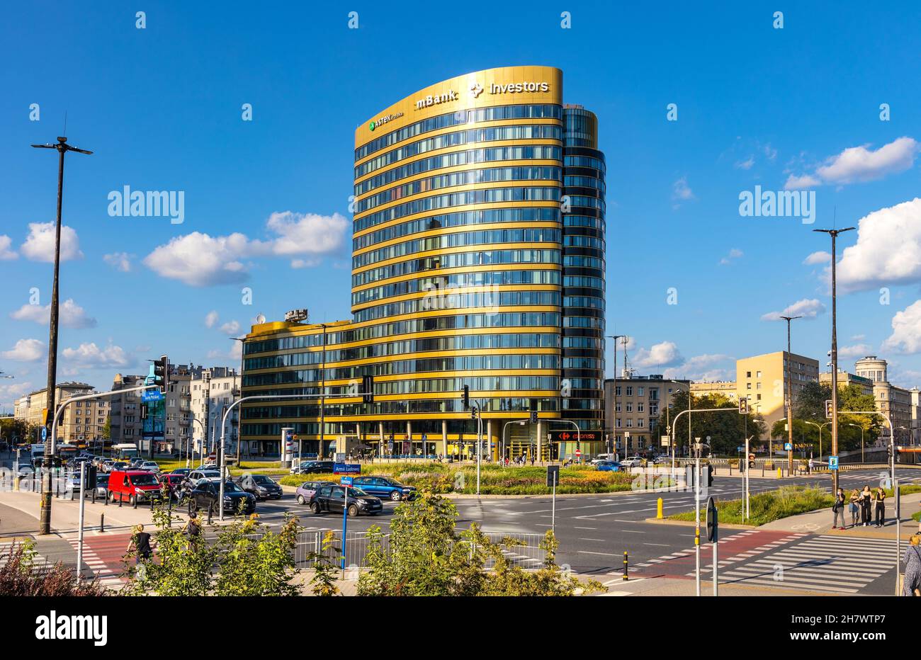 Warsaw, Poland - August 12, 2021: Zebra Tower office plaza of Union ...
