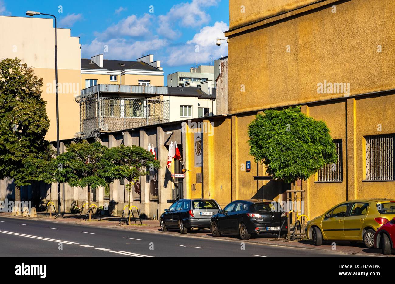 Warsaw, Poland - August 12, 2021: Mokotow Prison main gate, known as ...