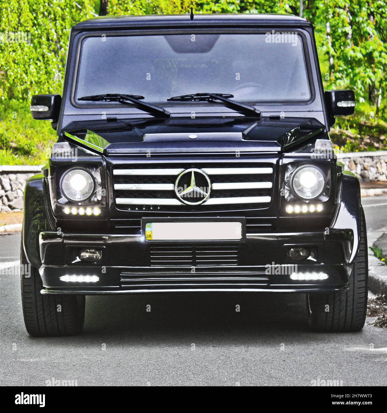 Kiev, Ukraine - April 27, 2014: Black Mercedes-Benz G500 AMG style on ...