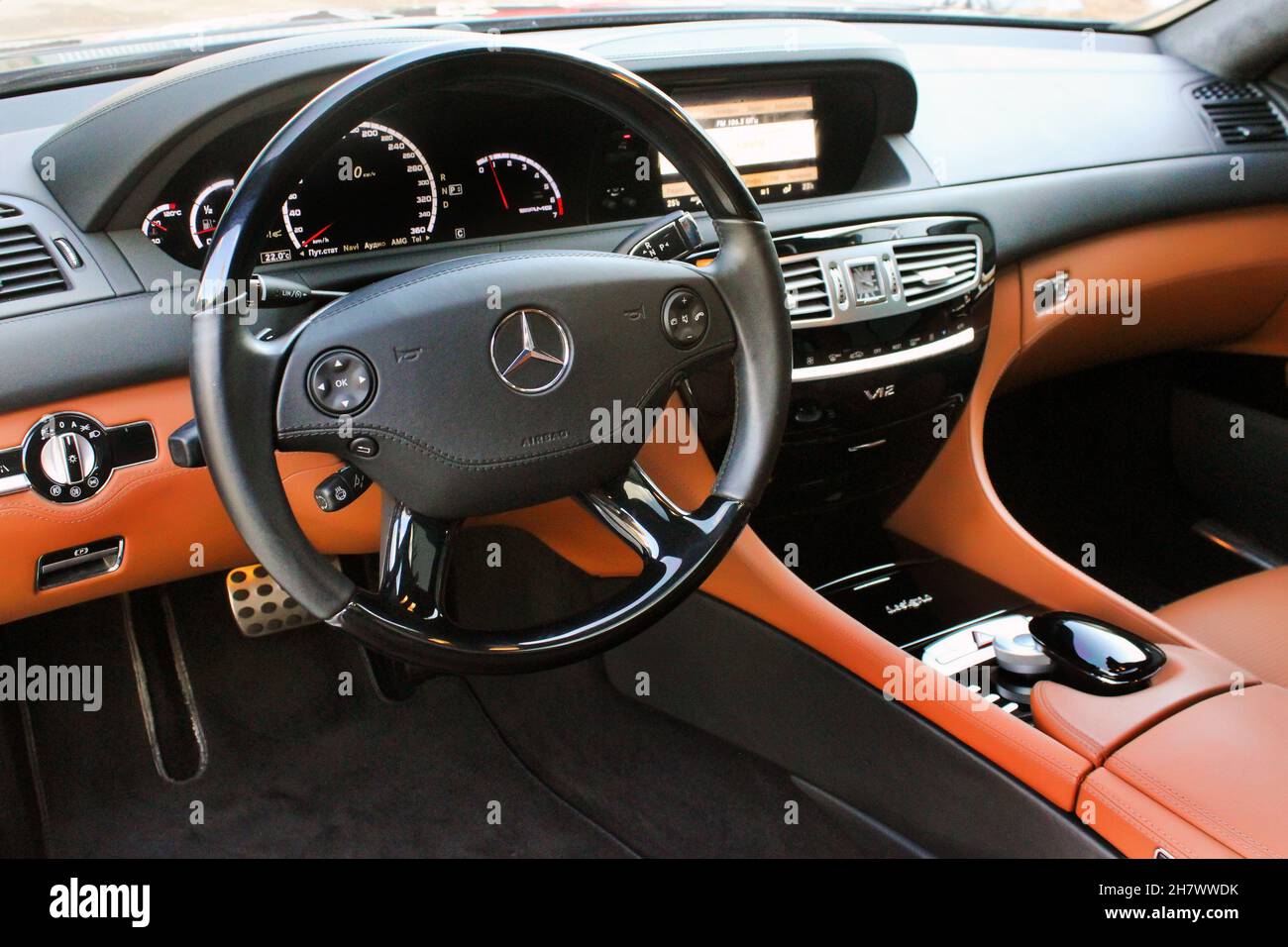 Kiev, Ukraine - October 15, 2014: Mercedes-Benz CL65 AMG. Car interior ...