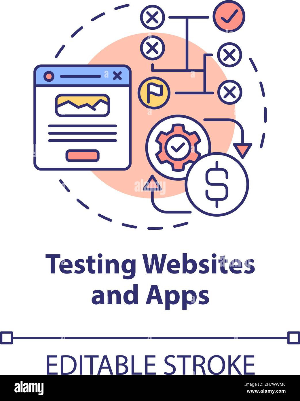 Testing websites and apps concept icon Stock Vector Image & Art - Alamy