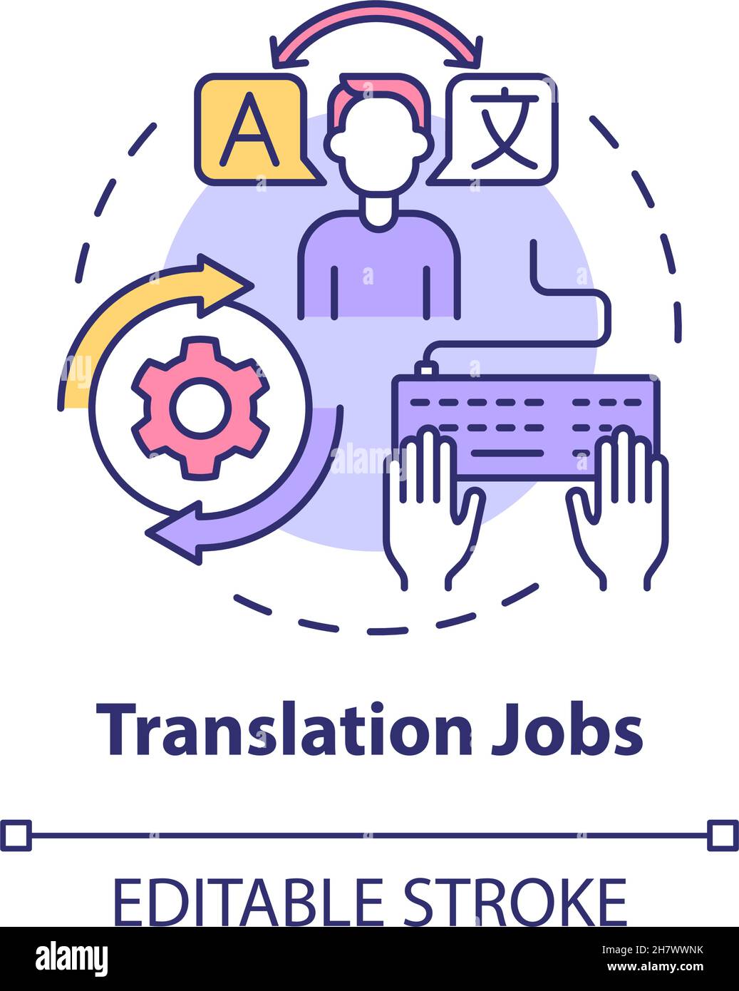 Translation jobs concept icon Stock Vector Image & Art - Alamy