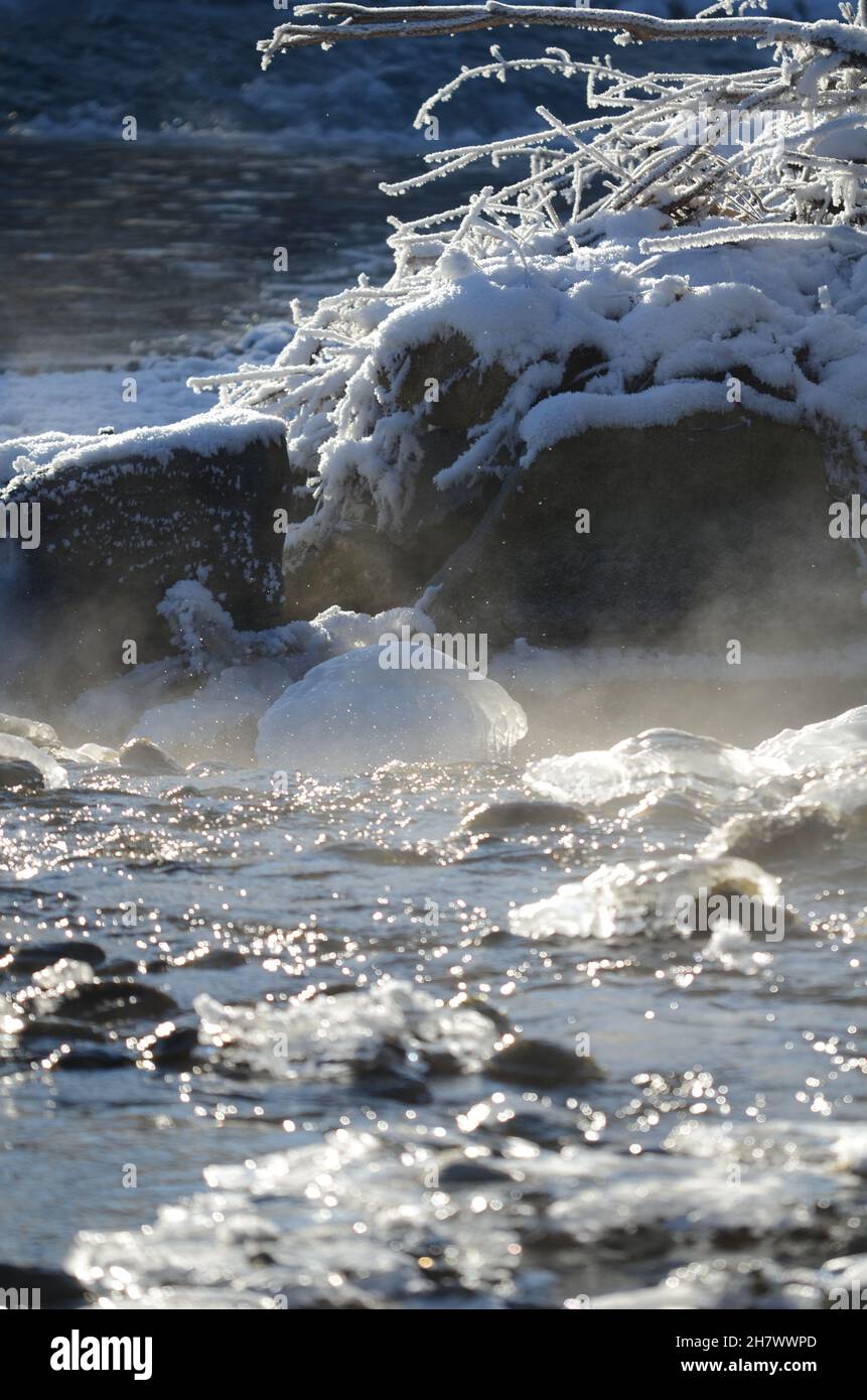 stones, river, ice Stock Photo - Alamy