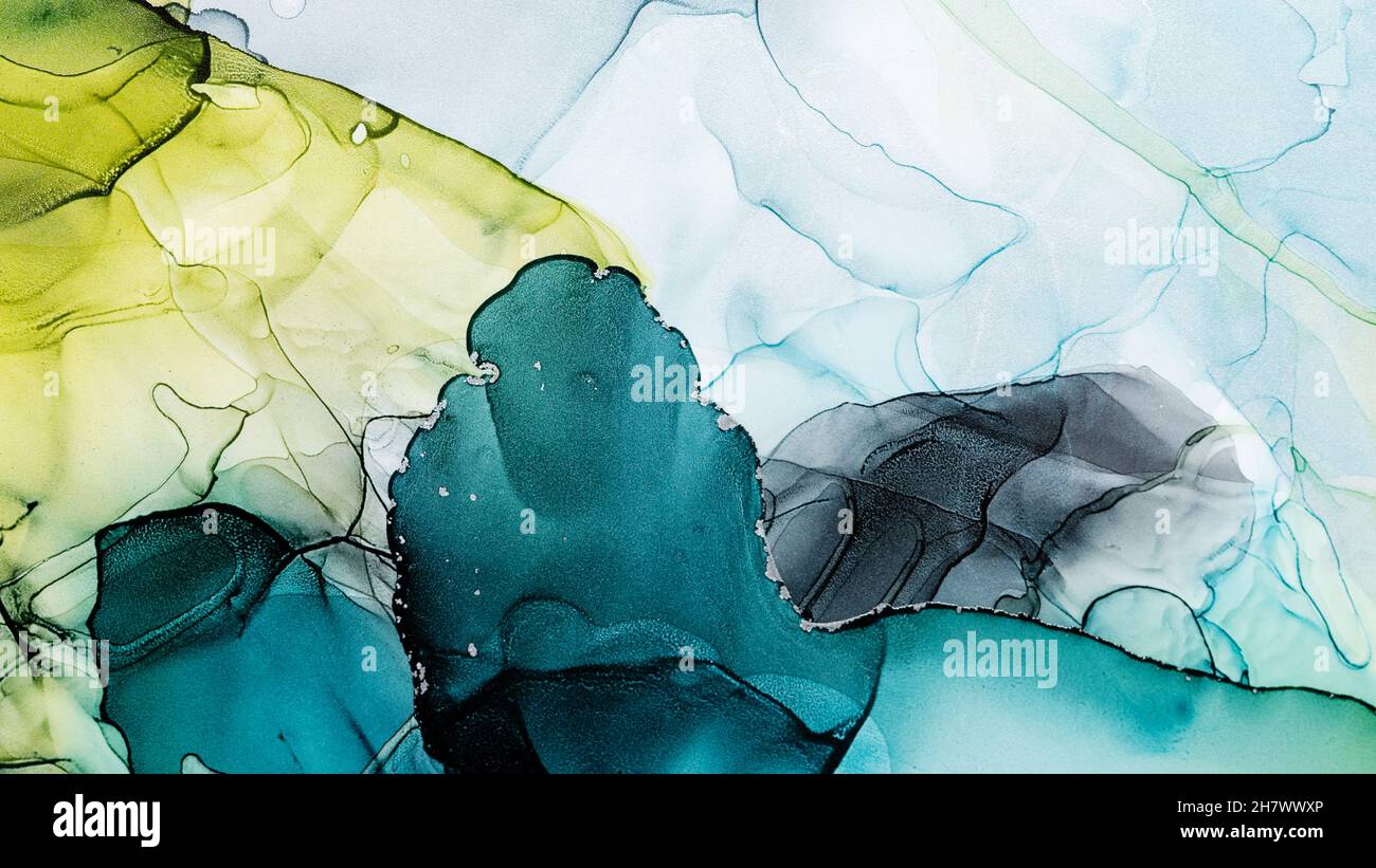 Alcohol ink colors translucent. Modern contemporary fluid art technique ...