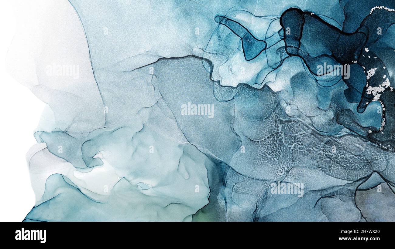 Modern fluid art. Abstract Alcohol Ink Translucent. Luxurious Metallic ...