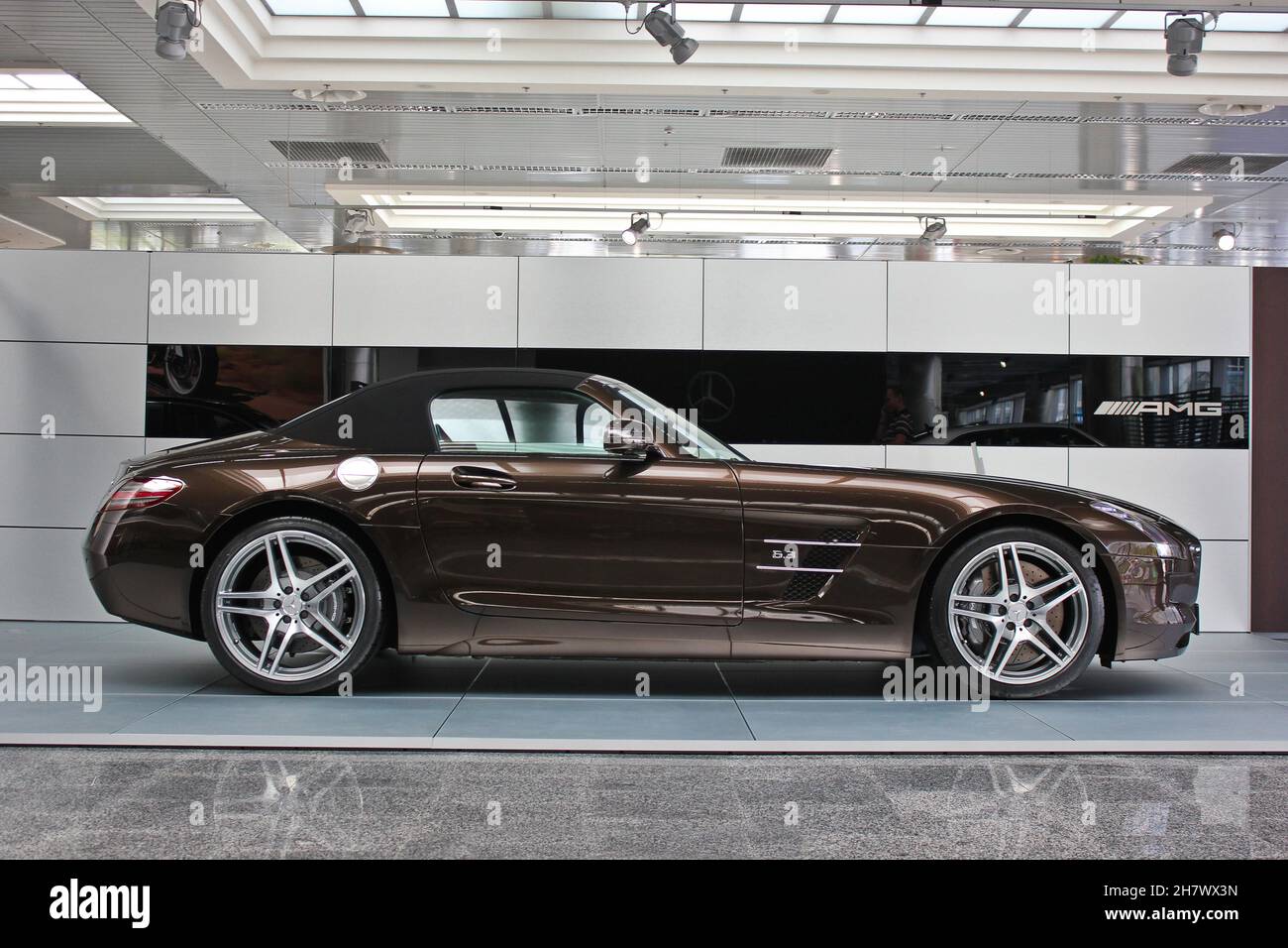Kiev, Ukraine - June 2, 2012: Brown supercar Mercedes-Benz SLS 6.3 AMG ...