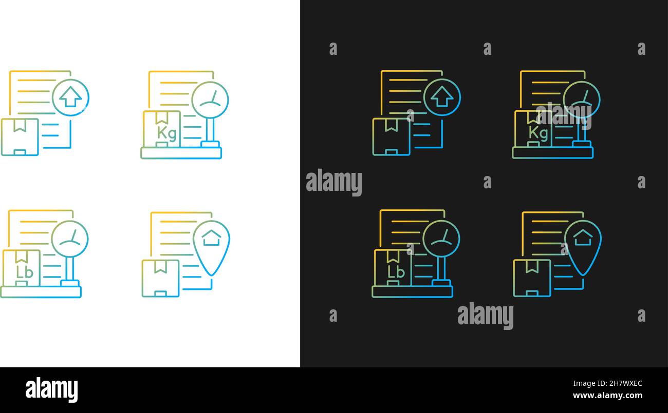 Shipment documents gradient icons set for dark and light mode Stock ...