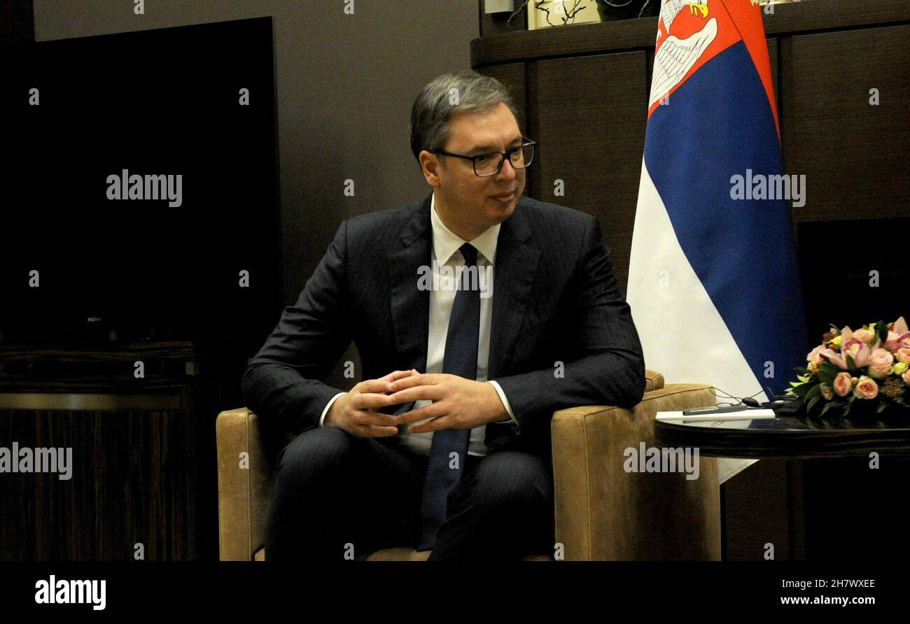 November 25, 2021. - Russia, Sochi. - Serbian President Aleksandar ...