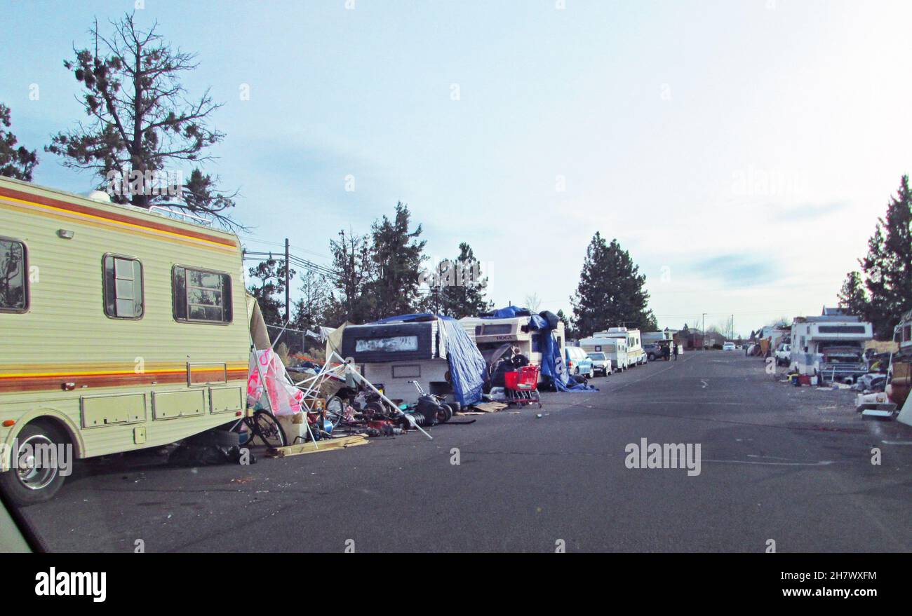 Old RVs and vans, tents and homemade shelters mark the largest homeless ...