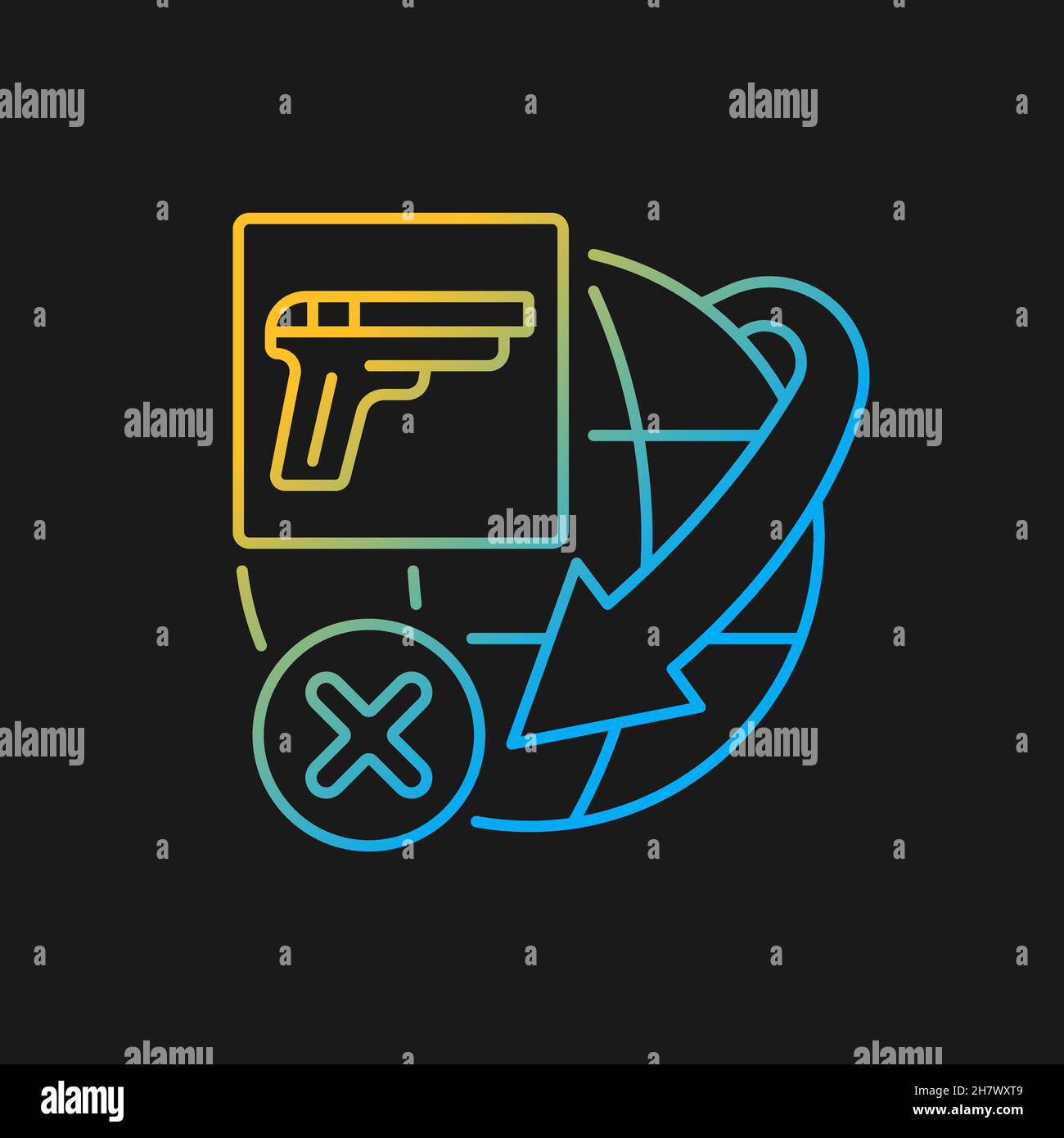 Restriction on firearms shipping gradient vector icon for dark theme ...