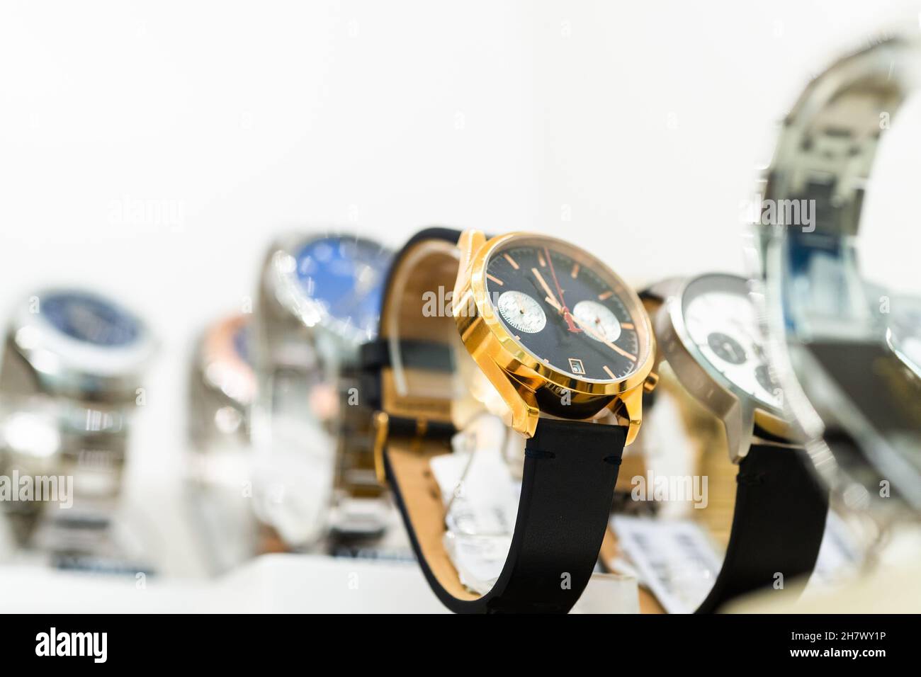 Luxury watches on display in store window, shallow depth of field Stock ...