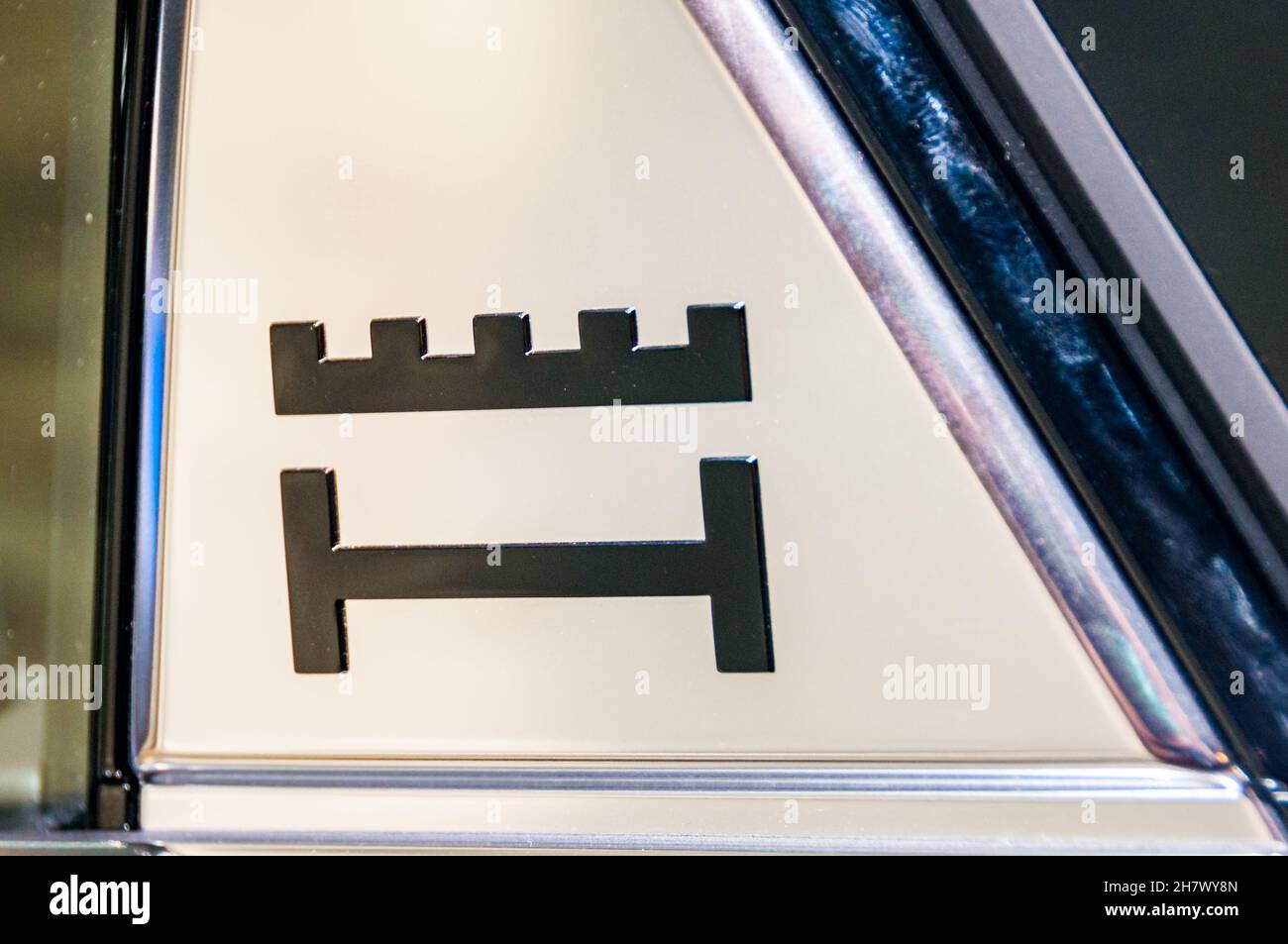 Horch badge on the Audi A8L Horch seen on display at the 2021 Guangzhou ...