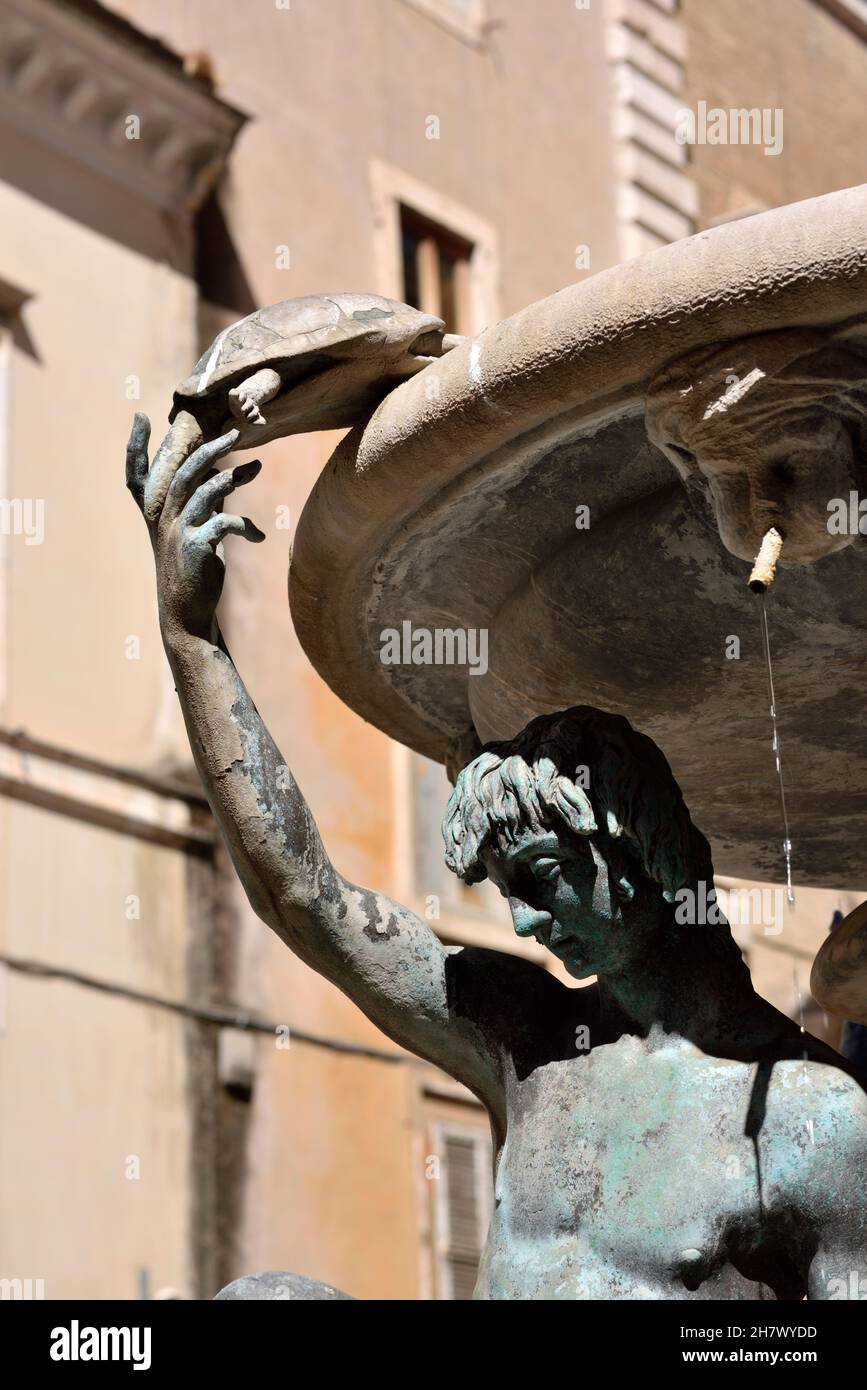 Italy, Rome, Jewish Ghetto, Piazza Mattei, turtle fountain Stock Photo ...