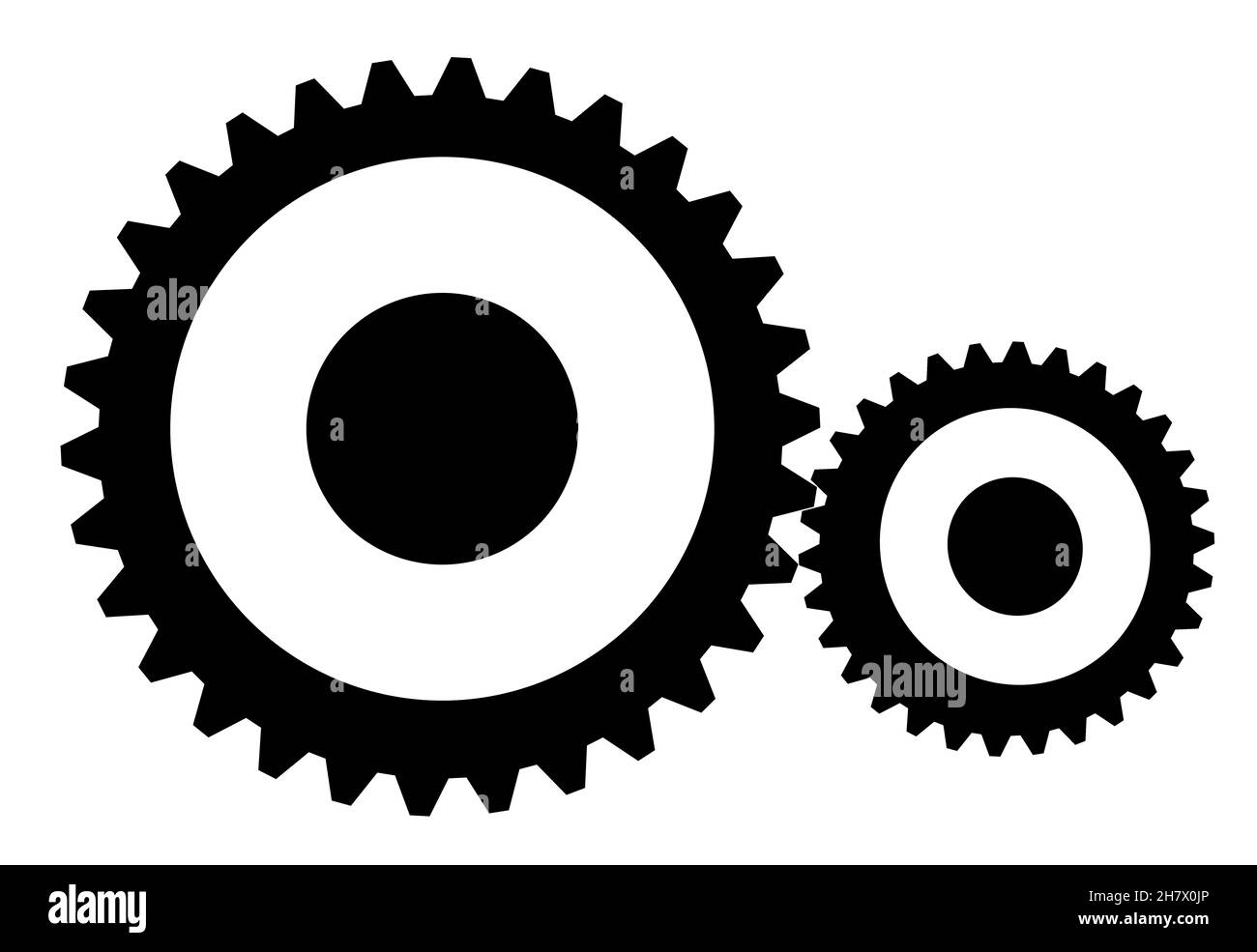 Two black and white gears rotating, conceptual illustration Stock Photo ...
