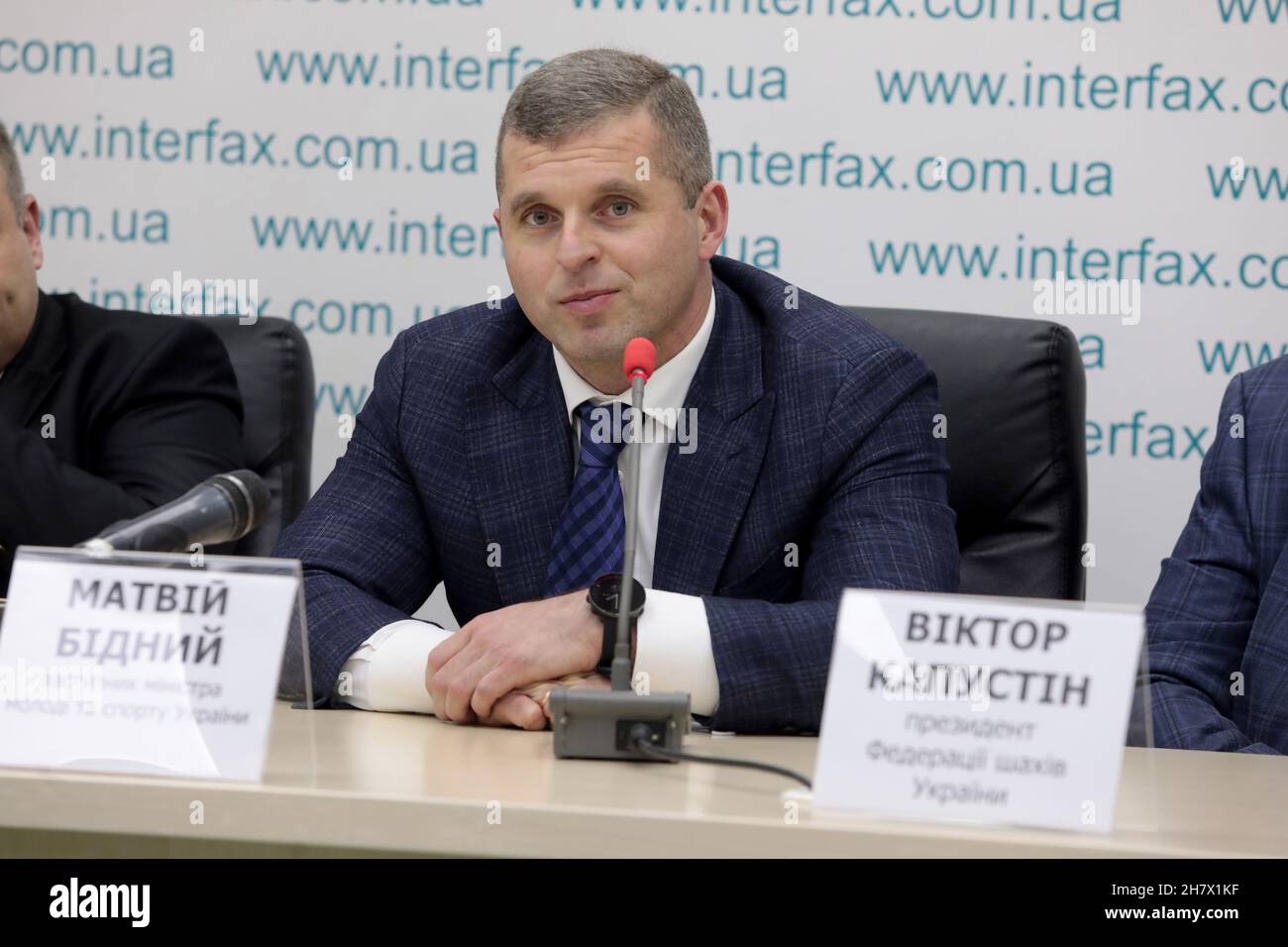 KYIV, UKRAINE - NOVEMBER 25, 2021 - Deputy Minister of Youth and Sports ...