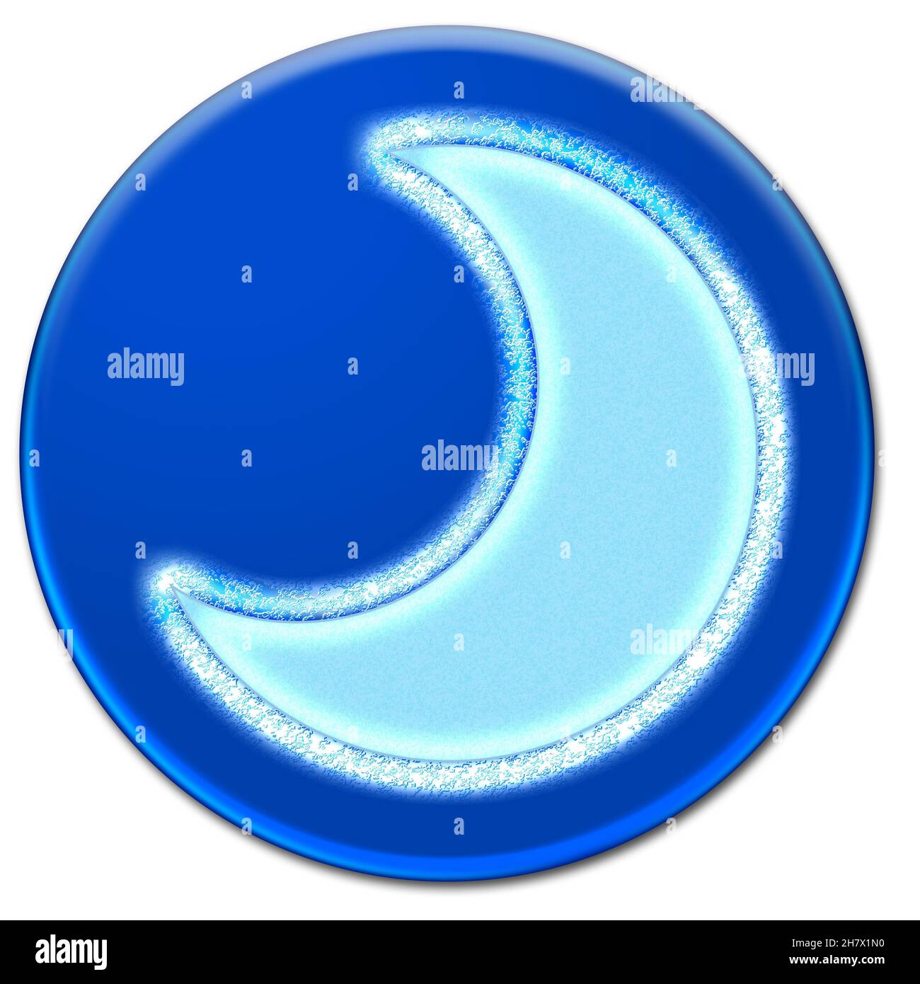 Illustration of frozen moon on a blue button isolated over white ...