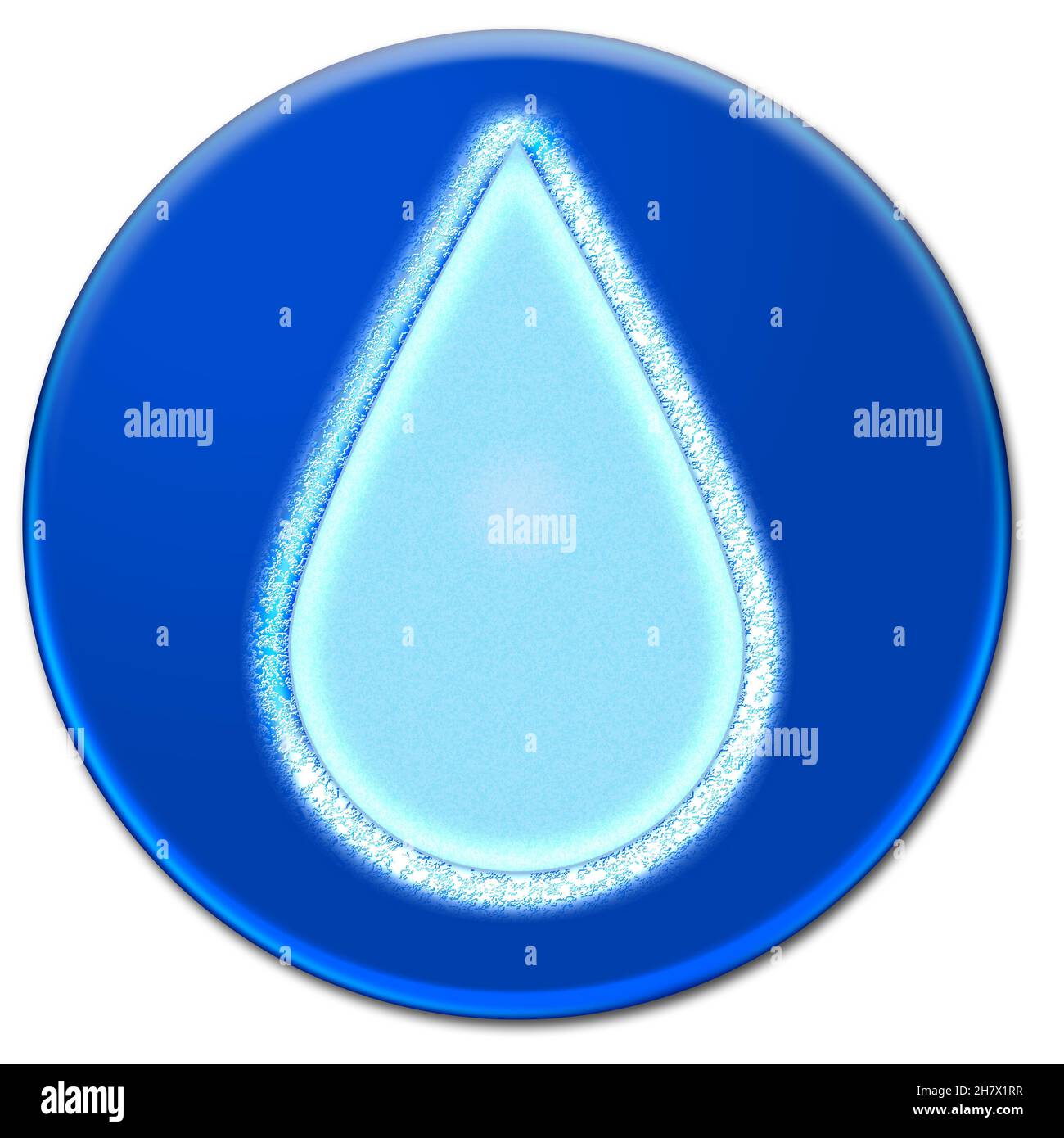 Frozen drop icon illustration on a blue glassy button isolated over ...