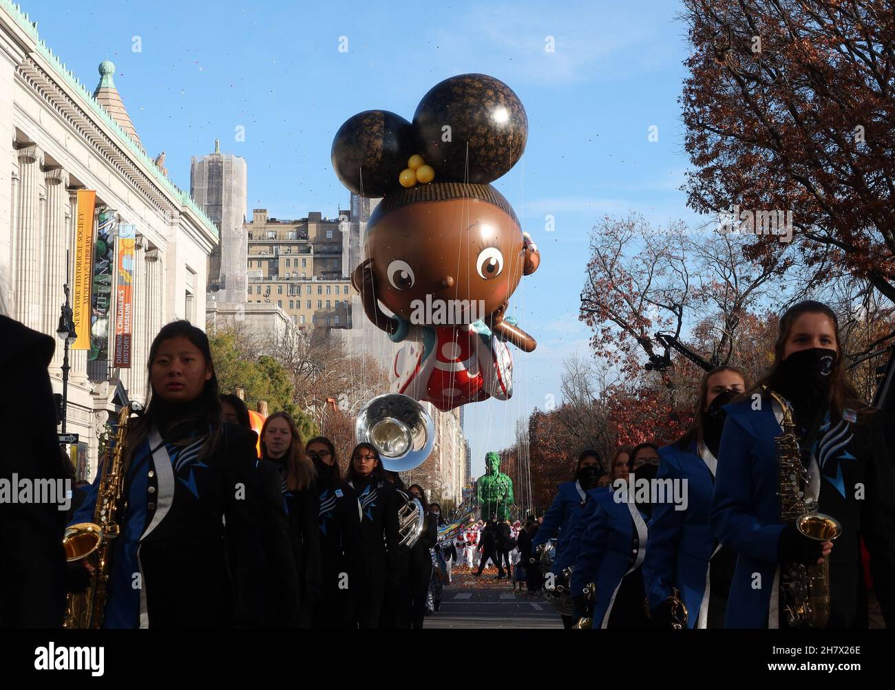 New York, USA. 25th Nov, 2021. The Ada balloon moves down the parade ...