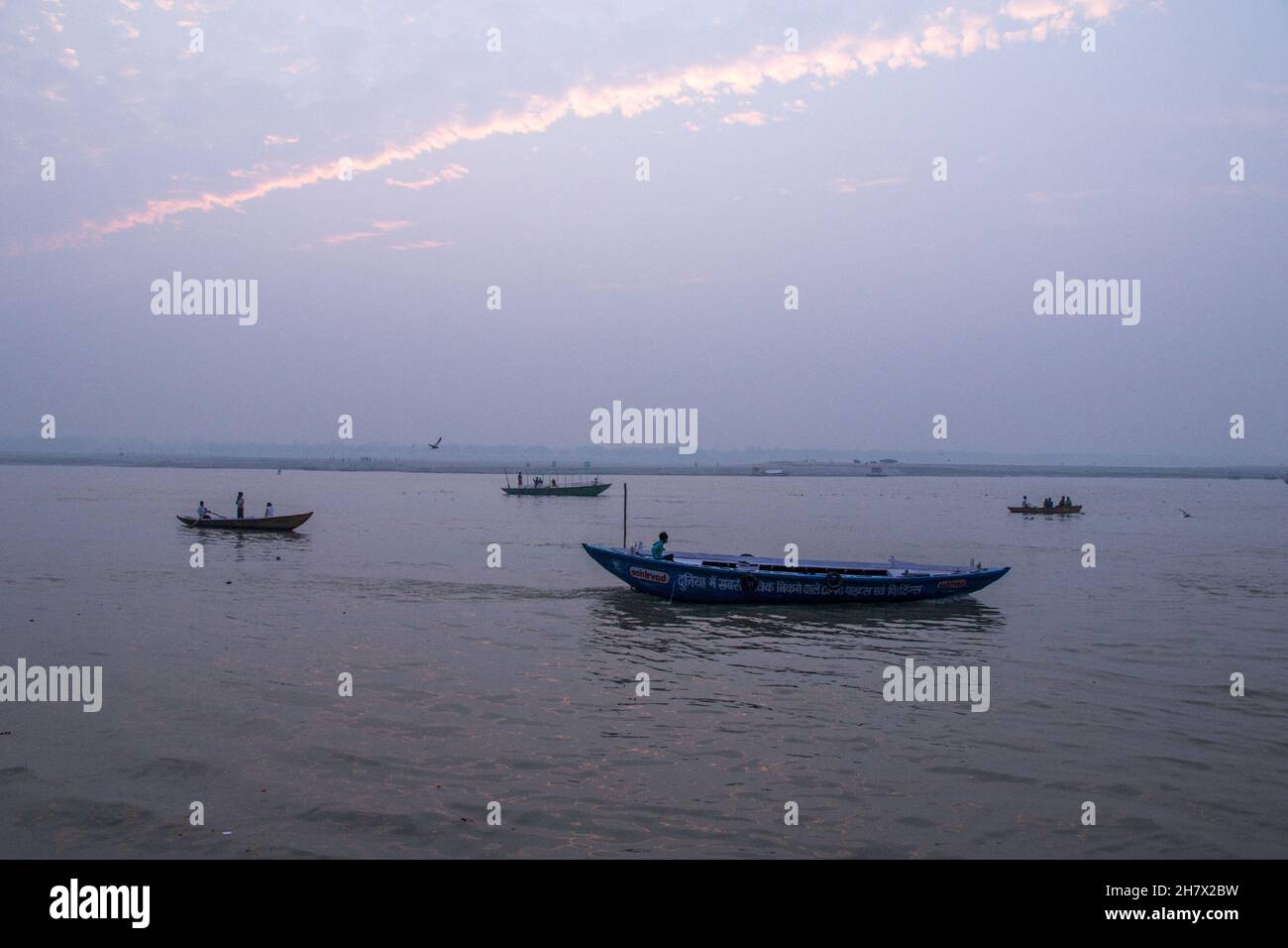 morning sunrise view over ganges river varanasi uttar pradesh india ...