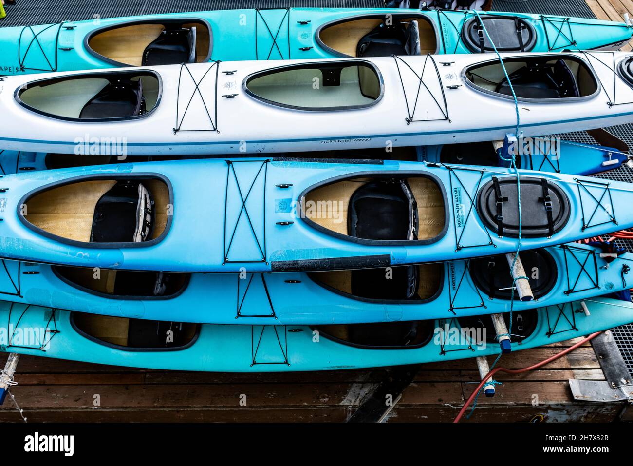 WA20411-00....WASHINGTON - Kayaks at Rocke Harbor on San Juan Island ...