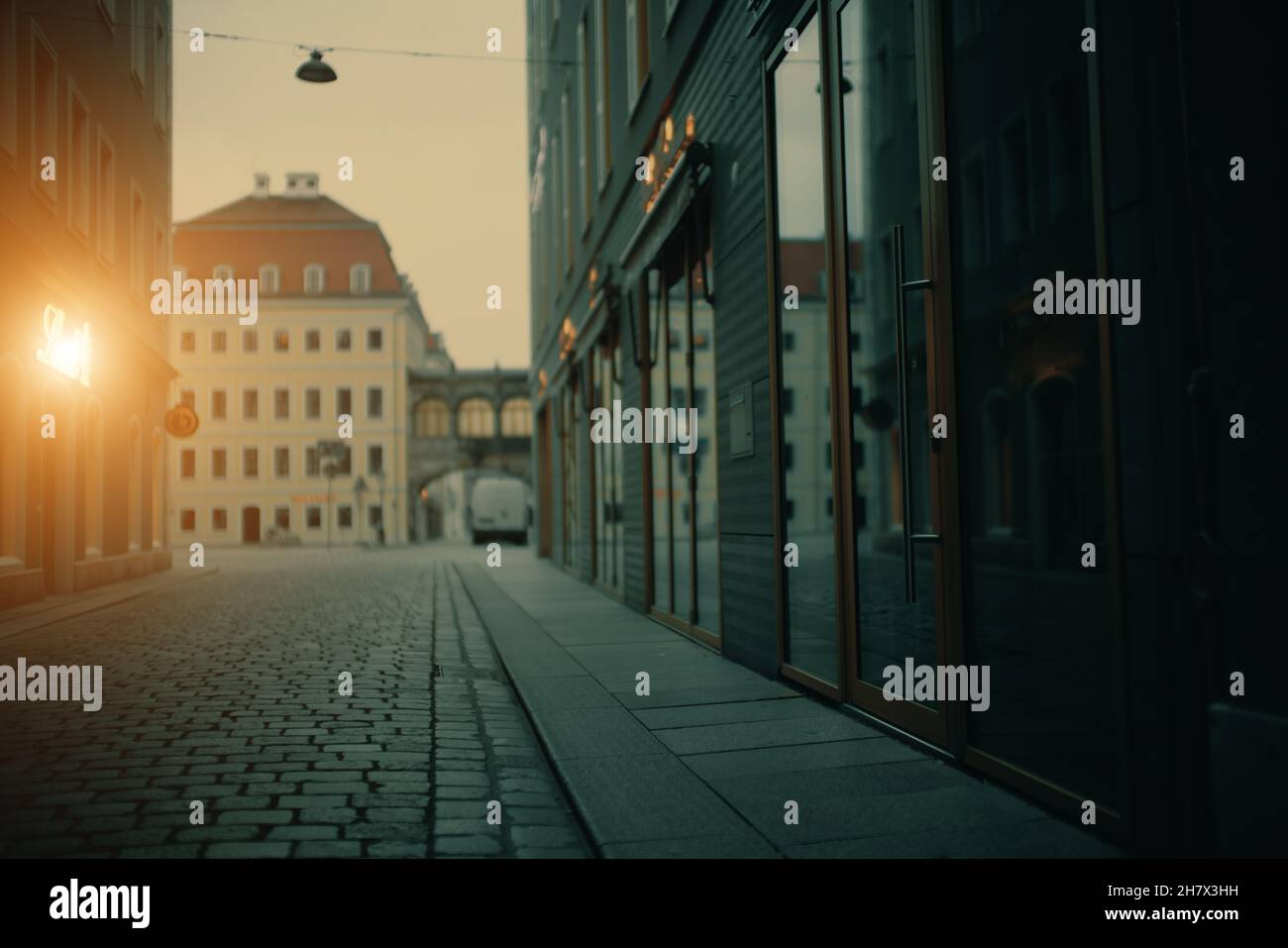 Streets of dresden at night. View of the historic streets of Dresden at ...