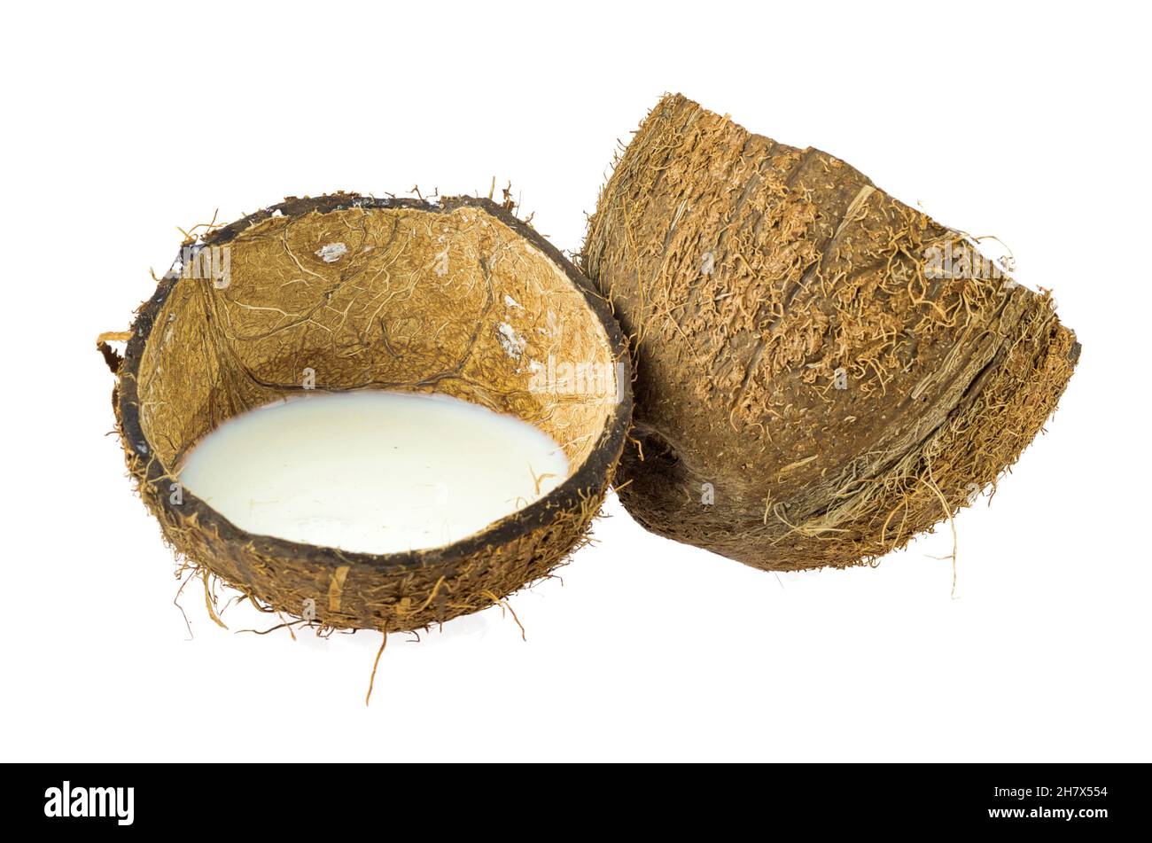 Coconut Shell Isolated on White Background Stock Photo - Alamy