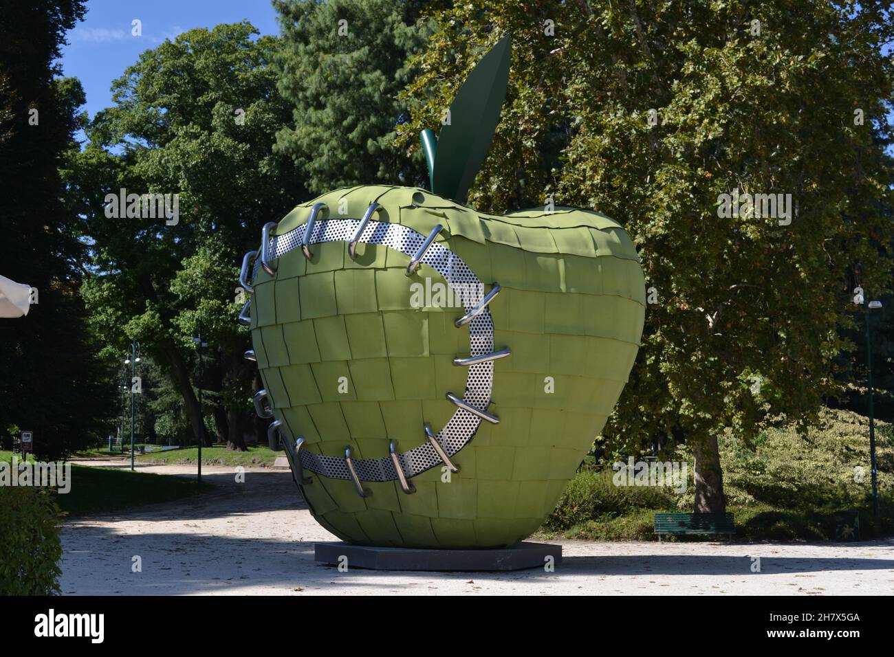 Milan, Italy - September 25, 2015: Green Apple Sculpture "La Mela ...